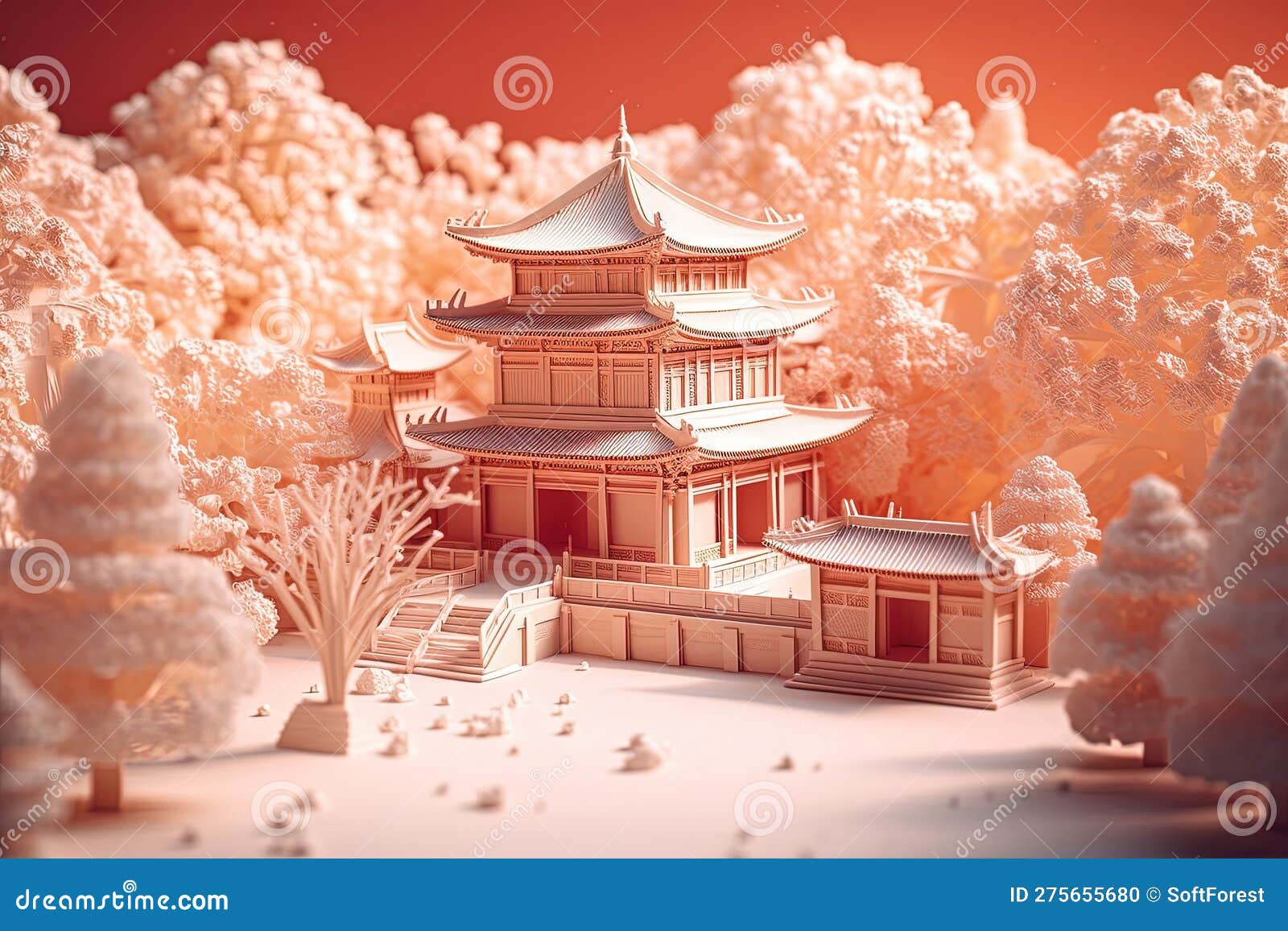 Spring Forbidden City, Multi - Dimensional Paper Kirigami Craft City ... Spring Forbidden City, Multi - Dimensional Paper Kirigami Craft City ...