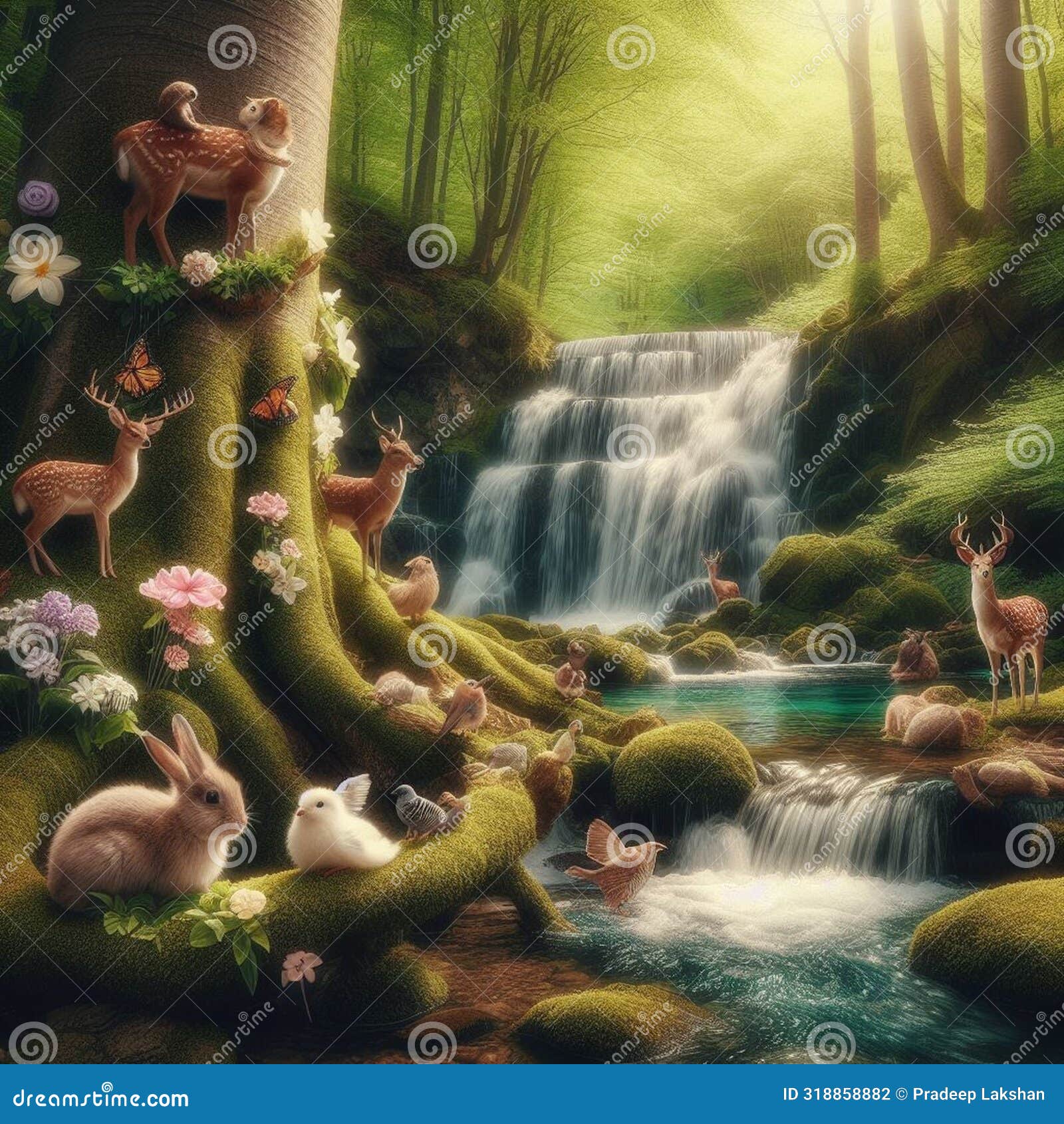 A spring dawn forest. stock photo. Image of beautifulnature - 318858882