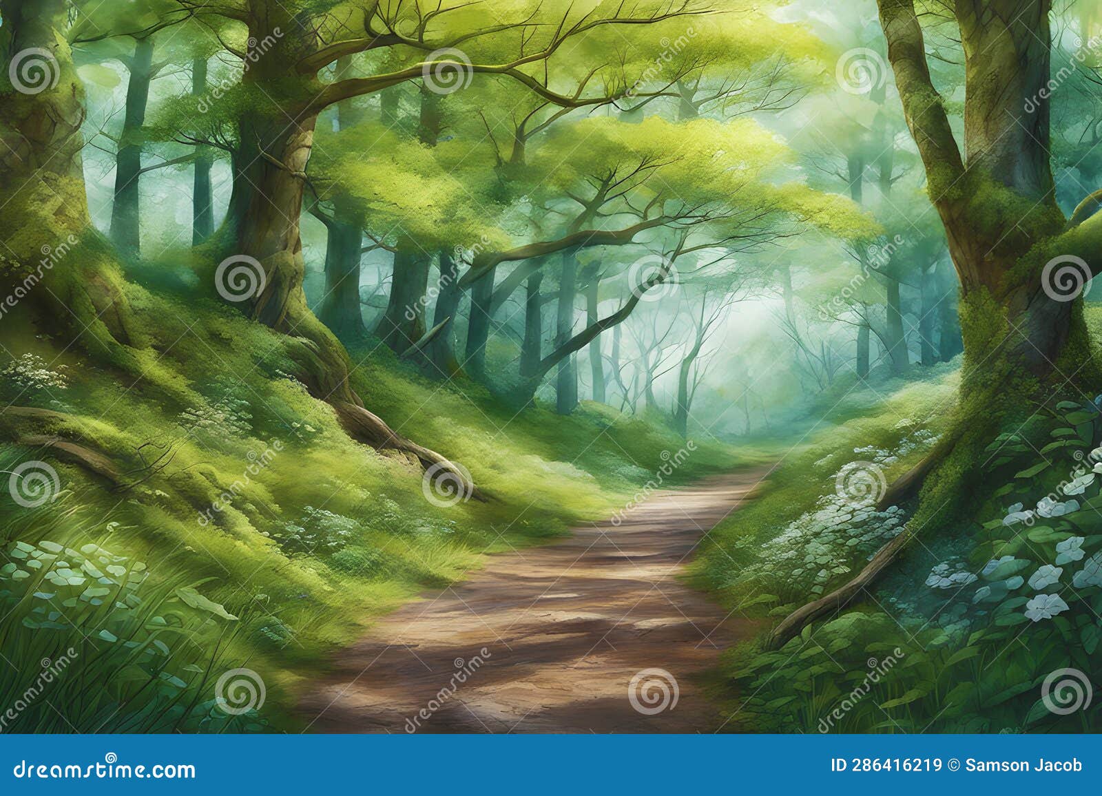 Spring Forest Complex Cinematography Sharp Focus Watercolor Generated ...