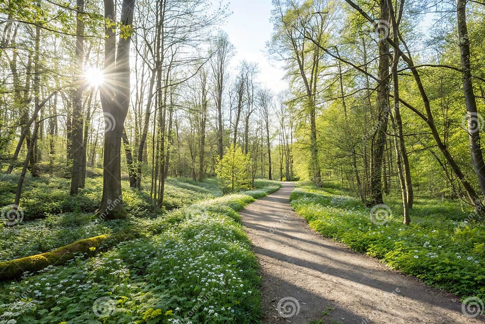 Spring Forest Path in Sweden Stock Illustration - Illustration of ...