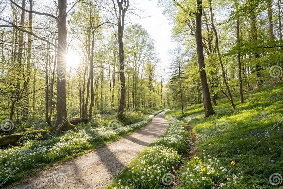 Spring Forest Path in Sweden Stock Illustration - Illustration of ...