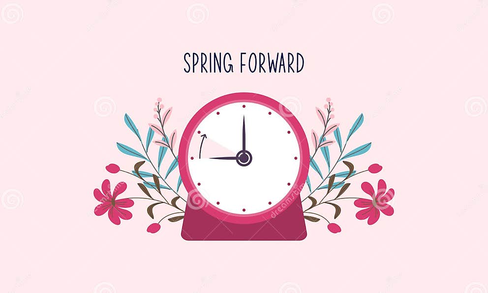 Spring Forward Fall Back Illustration with Clock Stock Vector ...