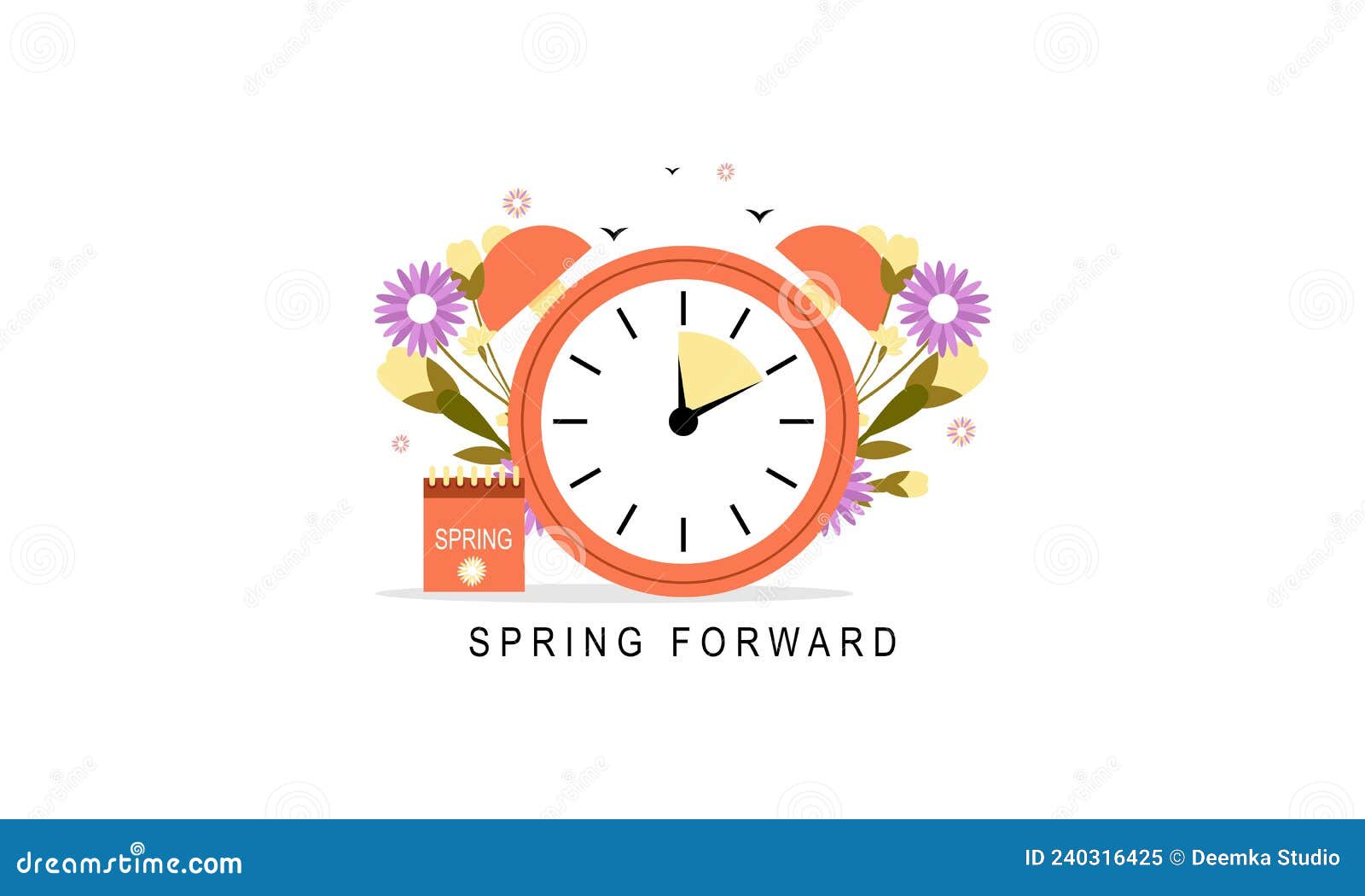 Spring Forward Fall Back Illustration with Clock Stock Illustration ...