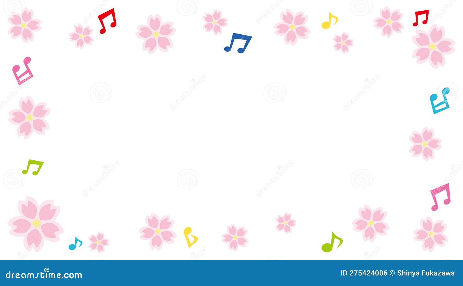 Spring Frame -cherry Blossoms and Musical Note- Landscape Format Stock ...