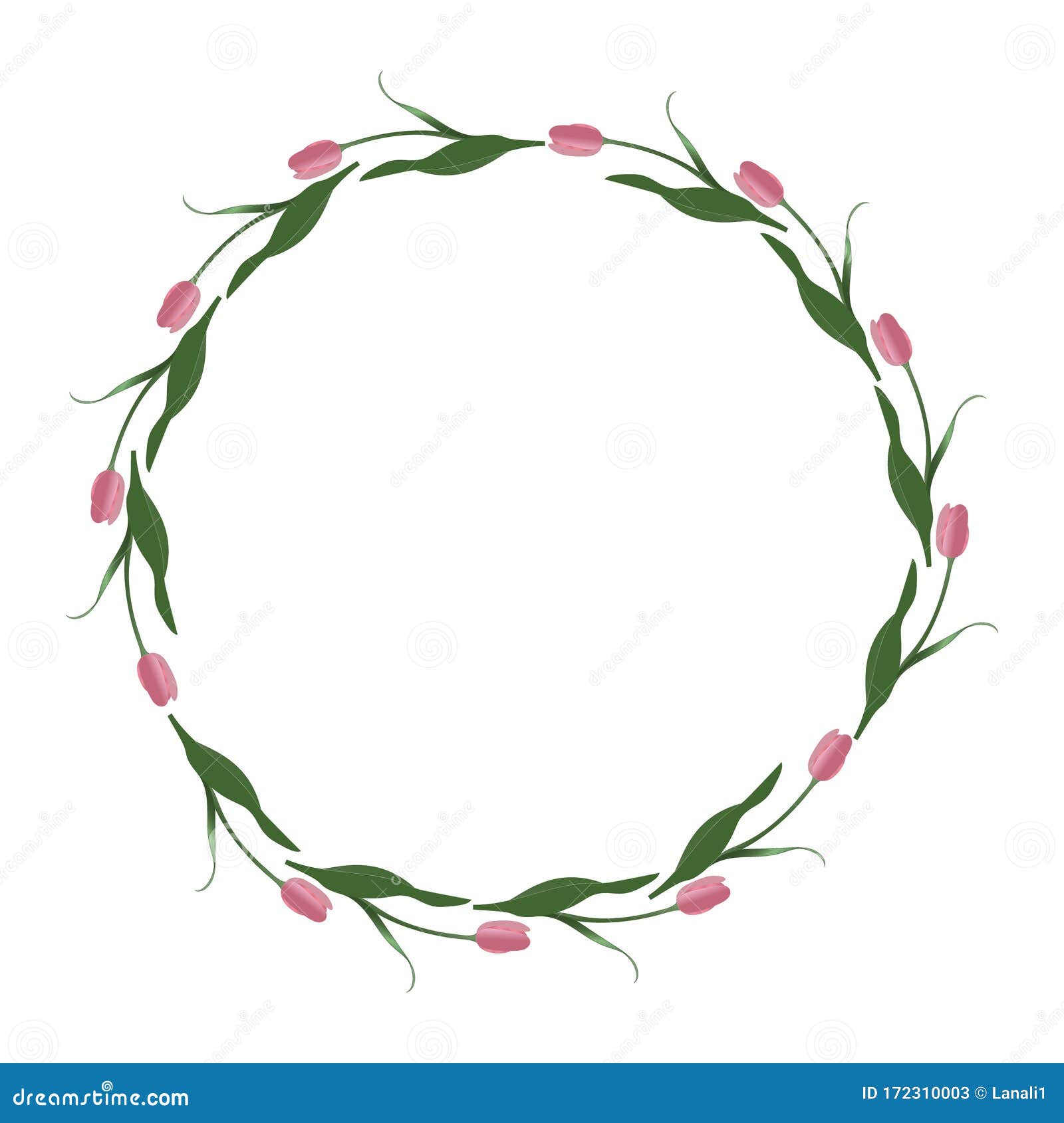 Spring Frame of Tulips in the Shape of a Circle. Rosebud. Vector. Place ...