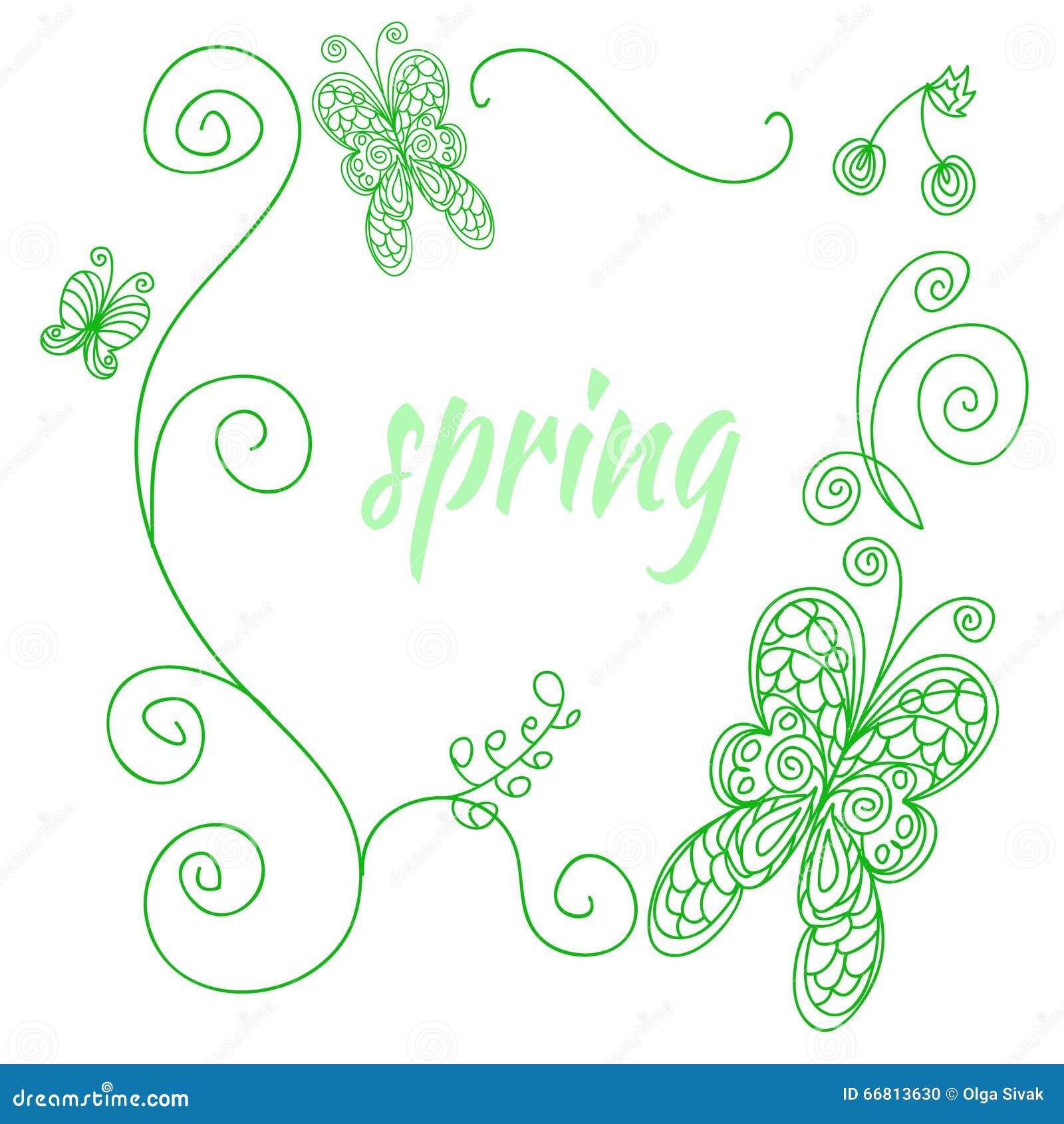 Spring frame stock vector. Illustration of bird, sketchy - 66813630