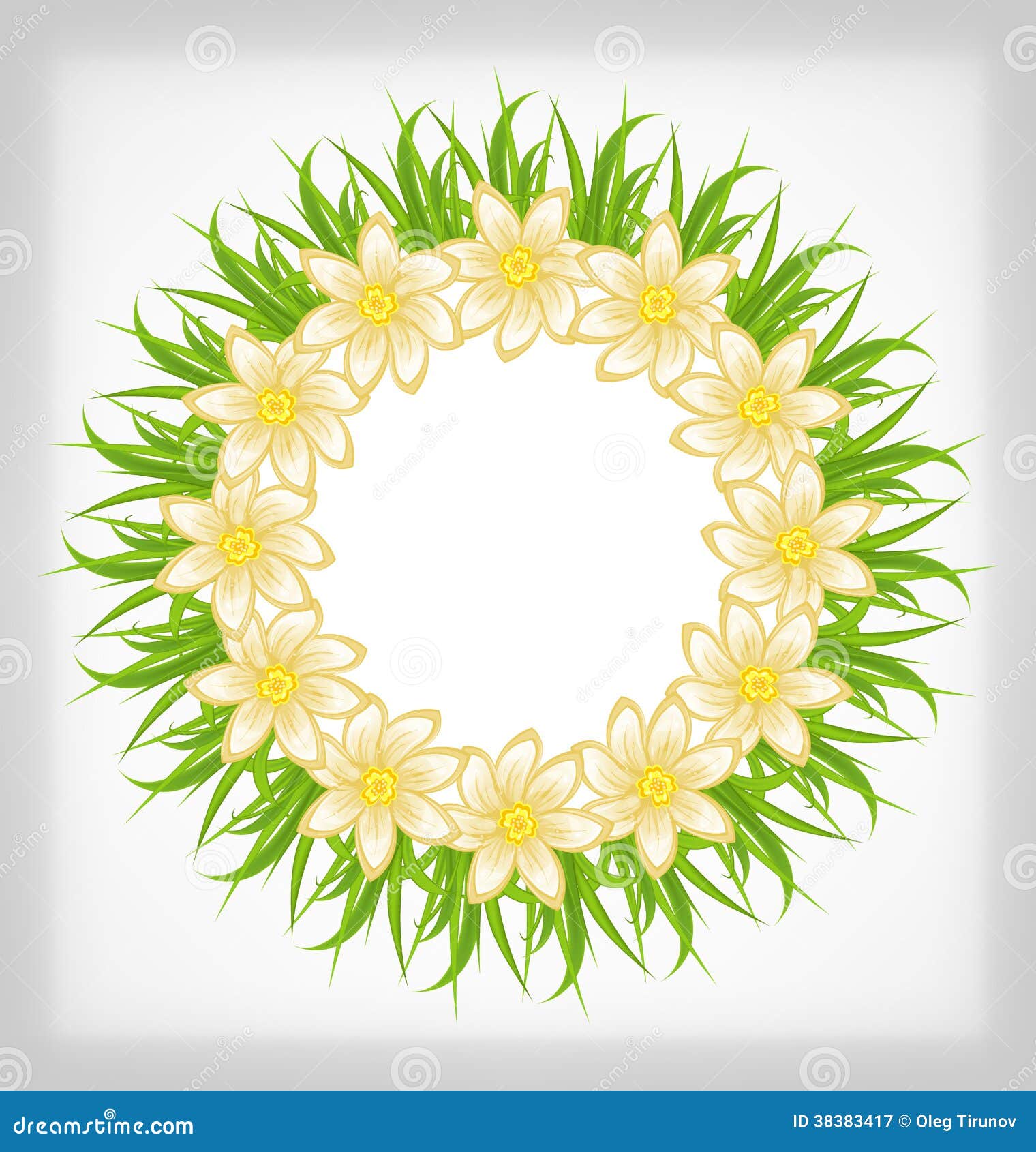 Spring Freshness Card with Grass and Flowers Stock Vector ...