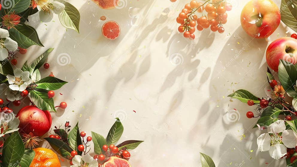 Spring Fruit Layout Designed Top View Stock Illustration - Illustration ...