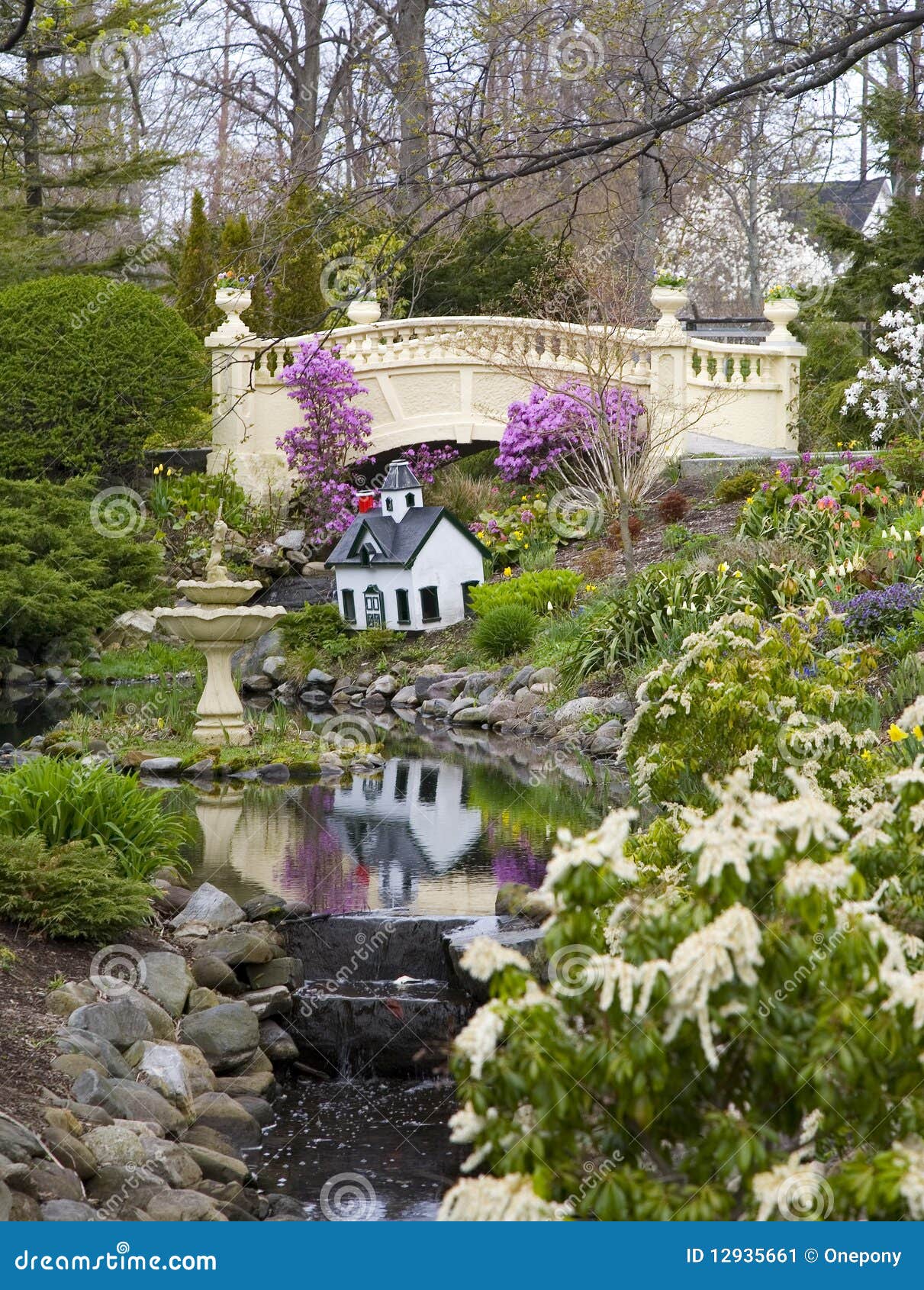 Spring Garden stock image. Image of interlocking, bridge - 12935661