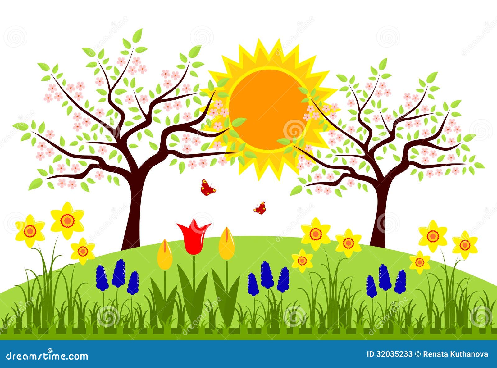 Spring garden stock vector. Illustration of leaf, farm - 32035233