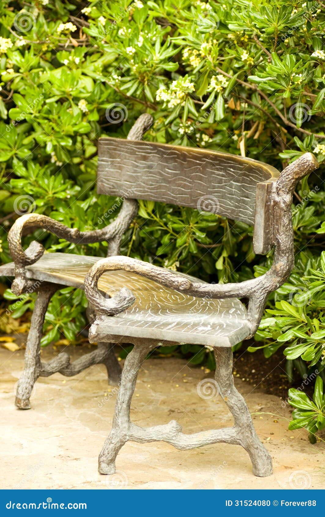 Spring garden with bench stock photo. Image of descriptive - 31524080