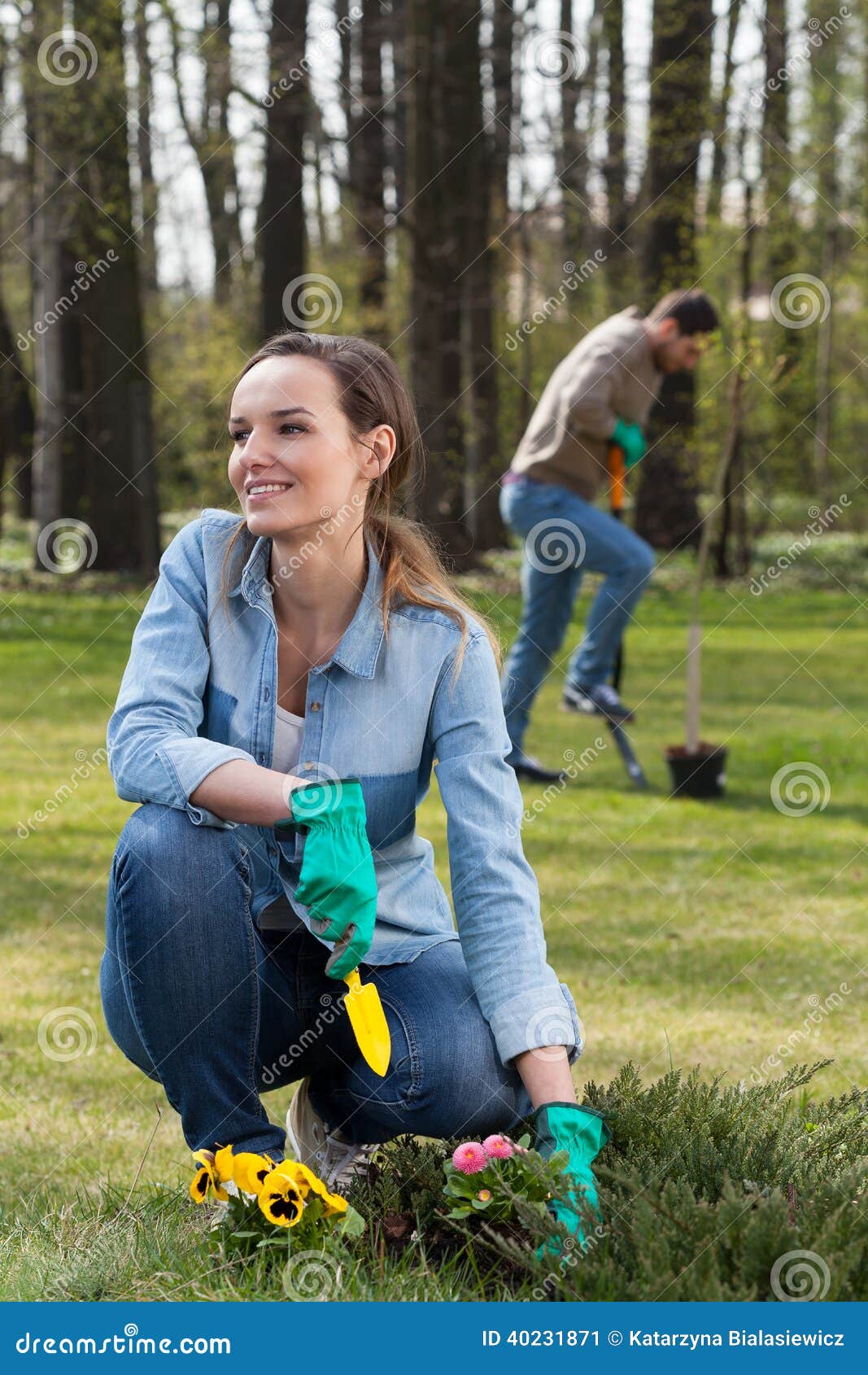 Spring in the Garden- Garden Work Stock Image - Image of nature, happy ...