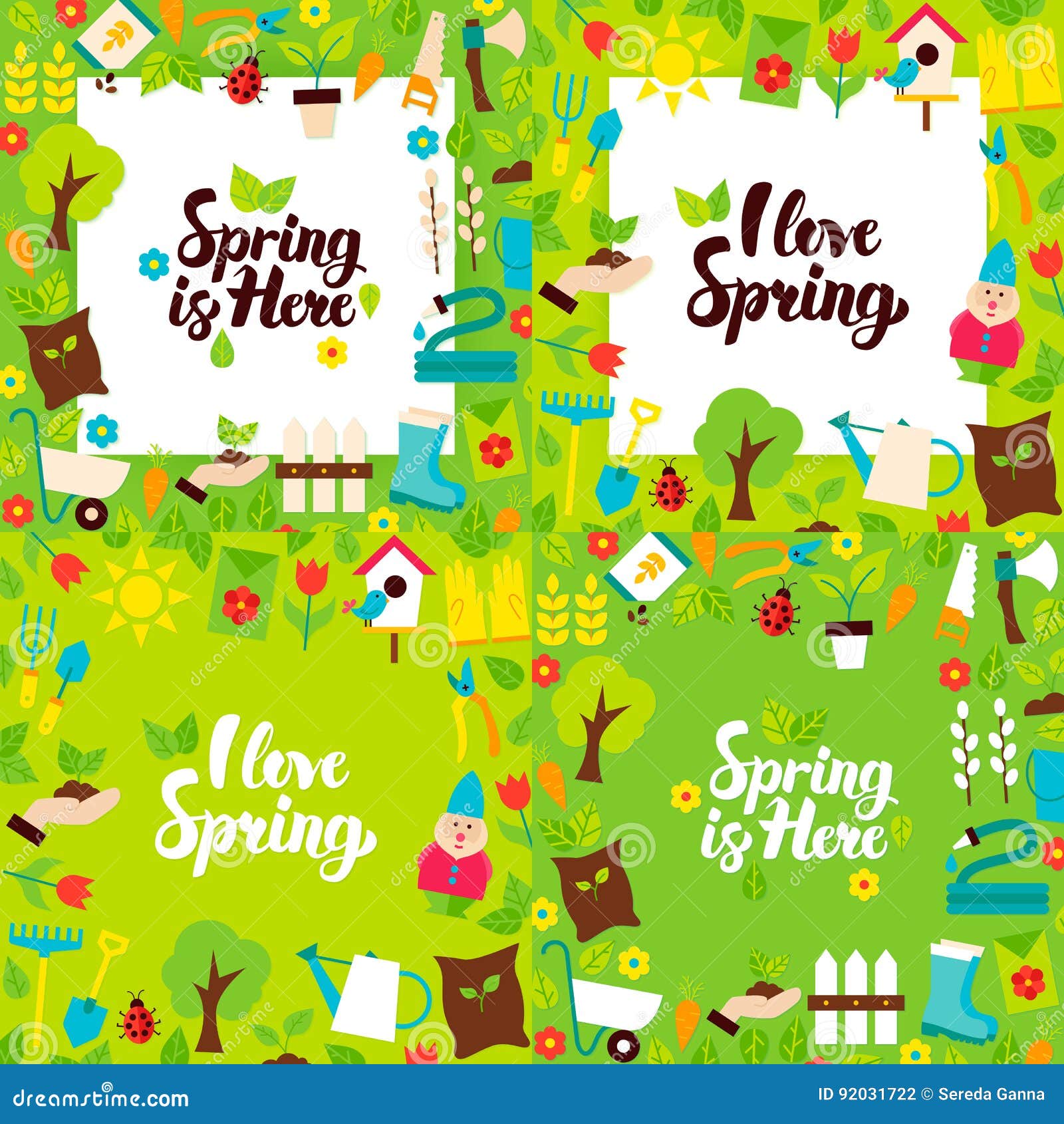 Spring Garden Lettering Posters Stock Vector - Illustration of banner ...