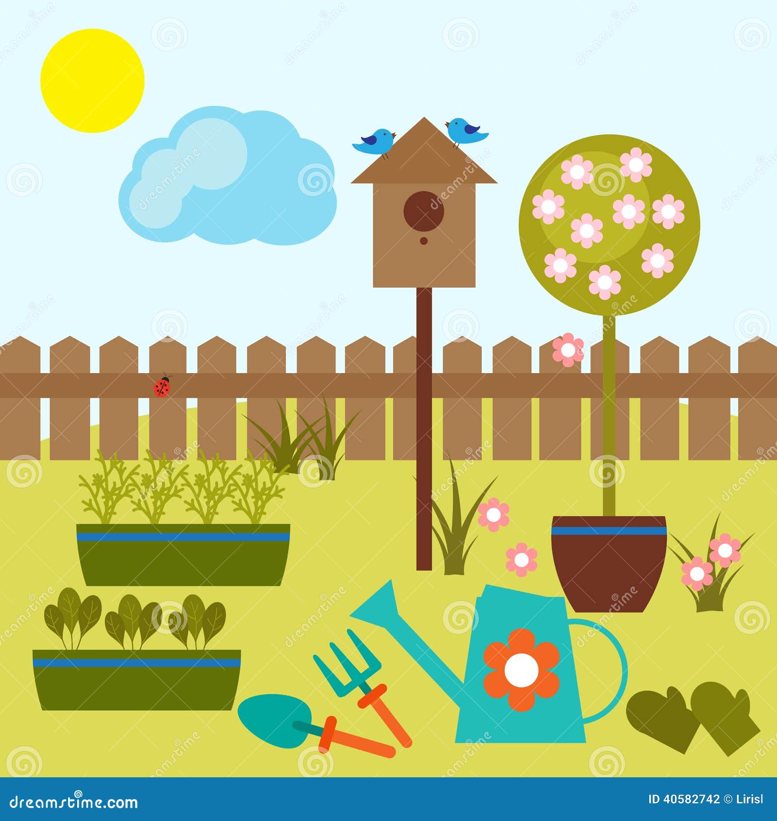 Spring garden stock vector. Illustration of carrots, equipment - 40582742