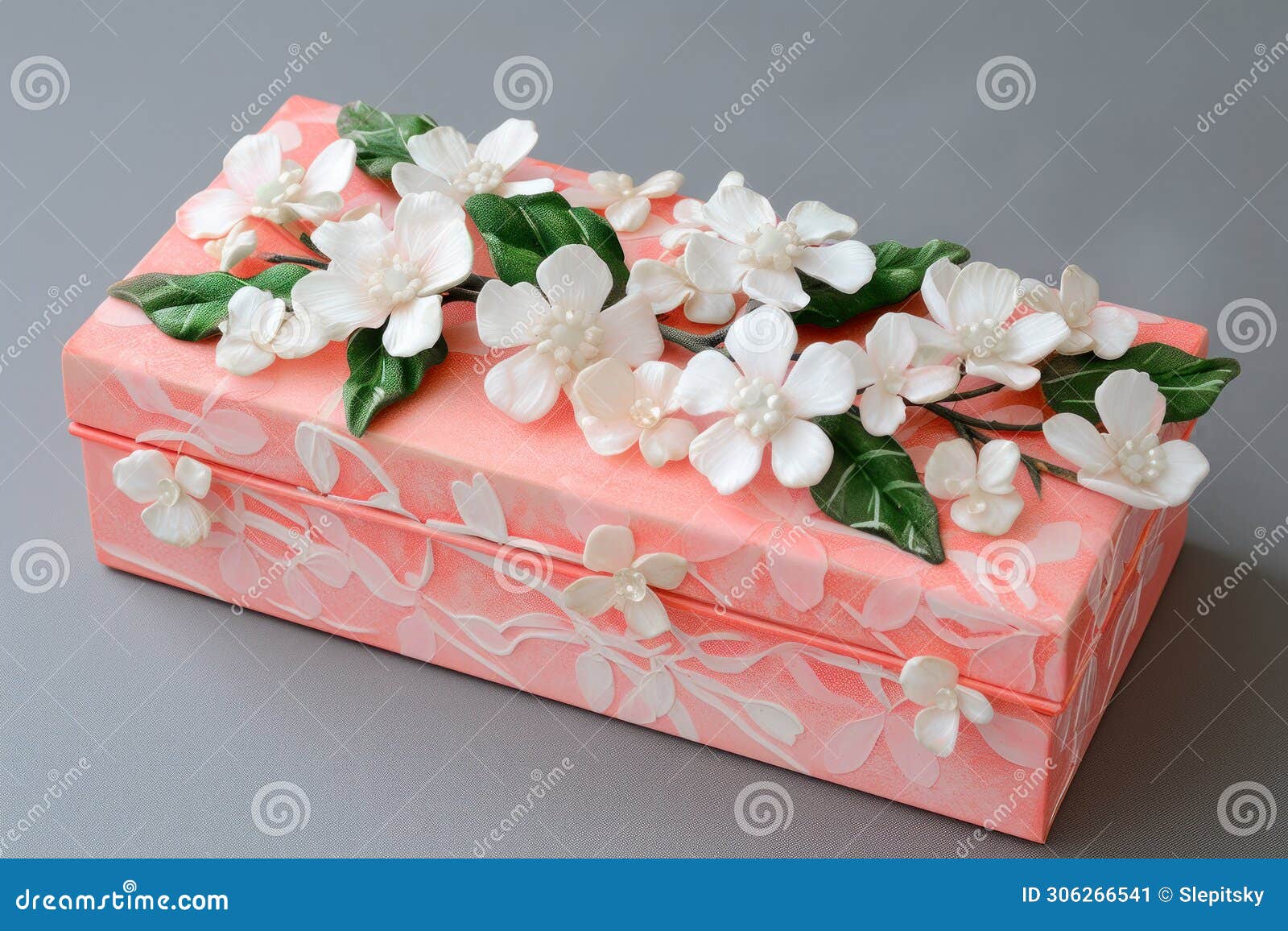 Spring Gift Box with Flowers in Pink and White Colors Stock Image ...