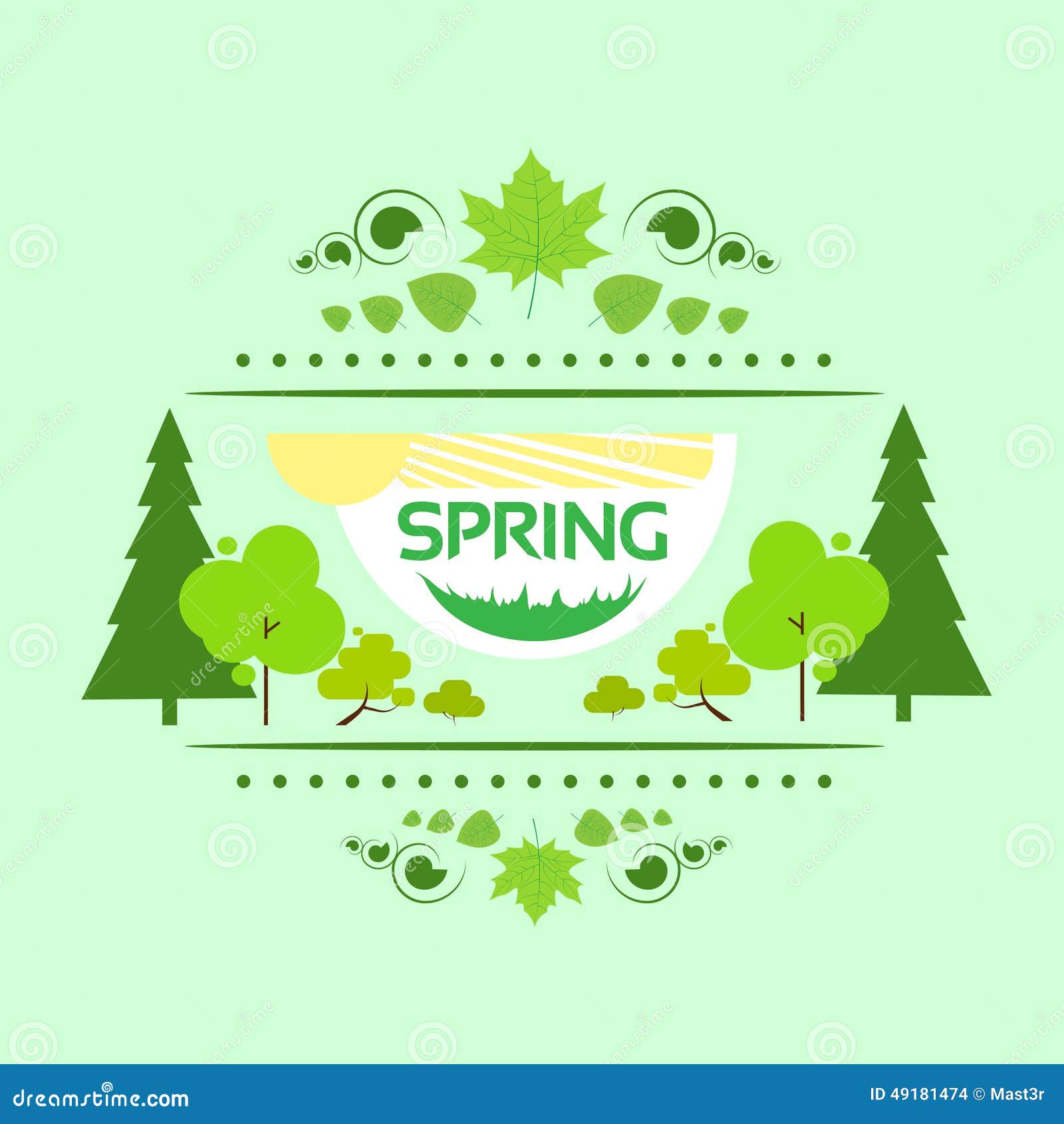 Spring Gift Card Banner Green Tree Vector Stock Vector - Illustration ...