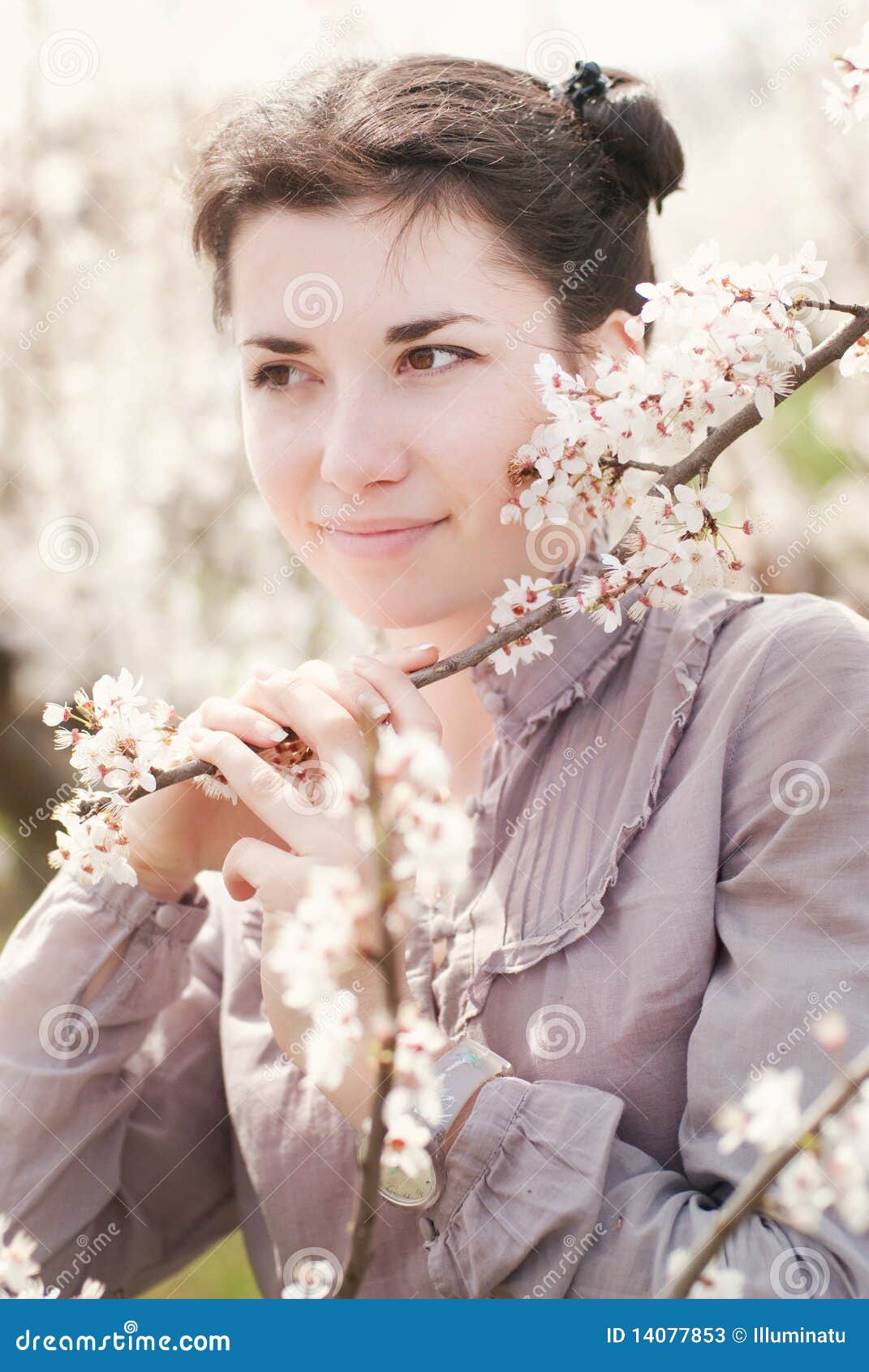 Spring girl stock image. Image of garden, blossoming - 14077853