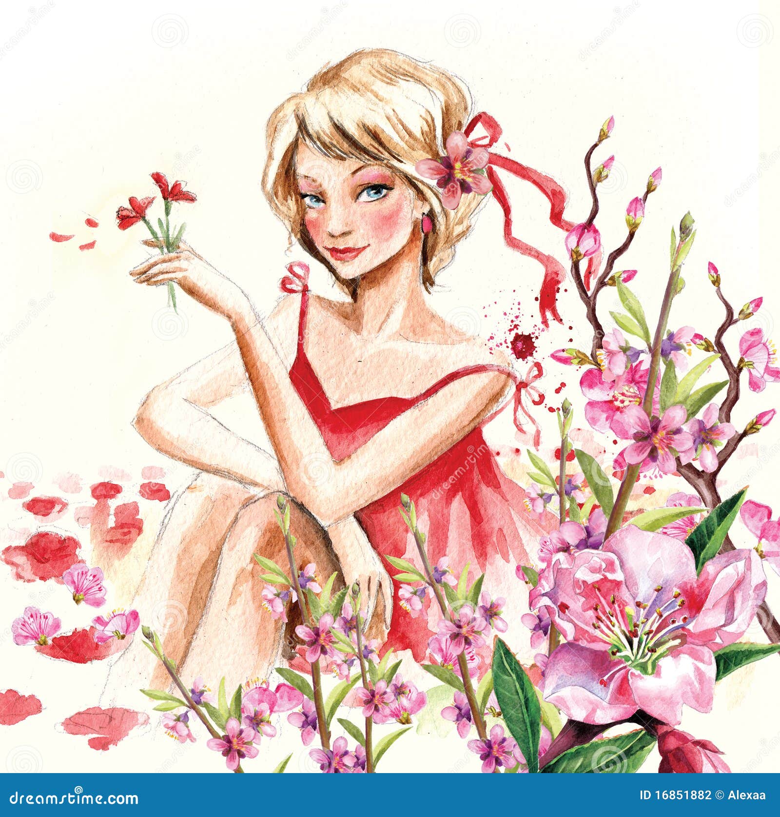 Spring girl stock illustration. Illustration of clipart - 16851882