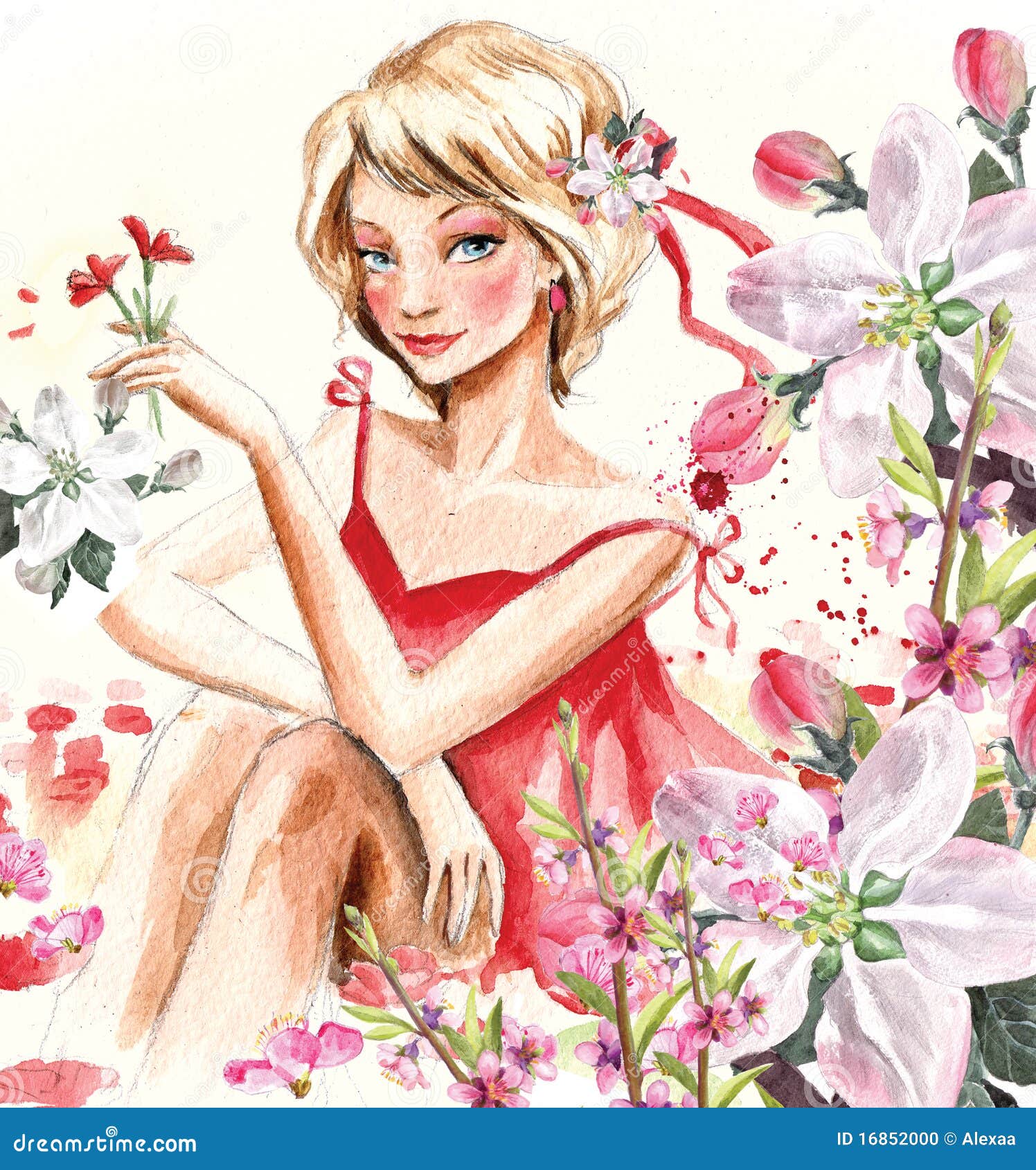 Spring girl stock illustration. Illustration of spring - 16852000