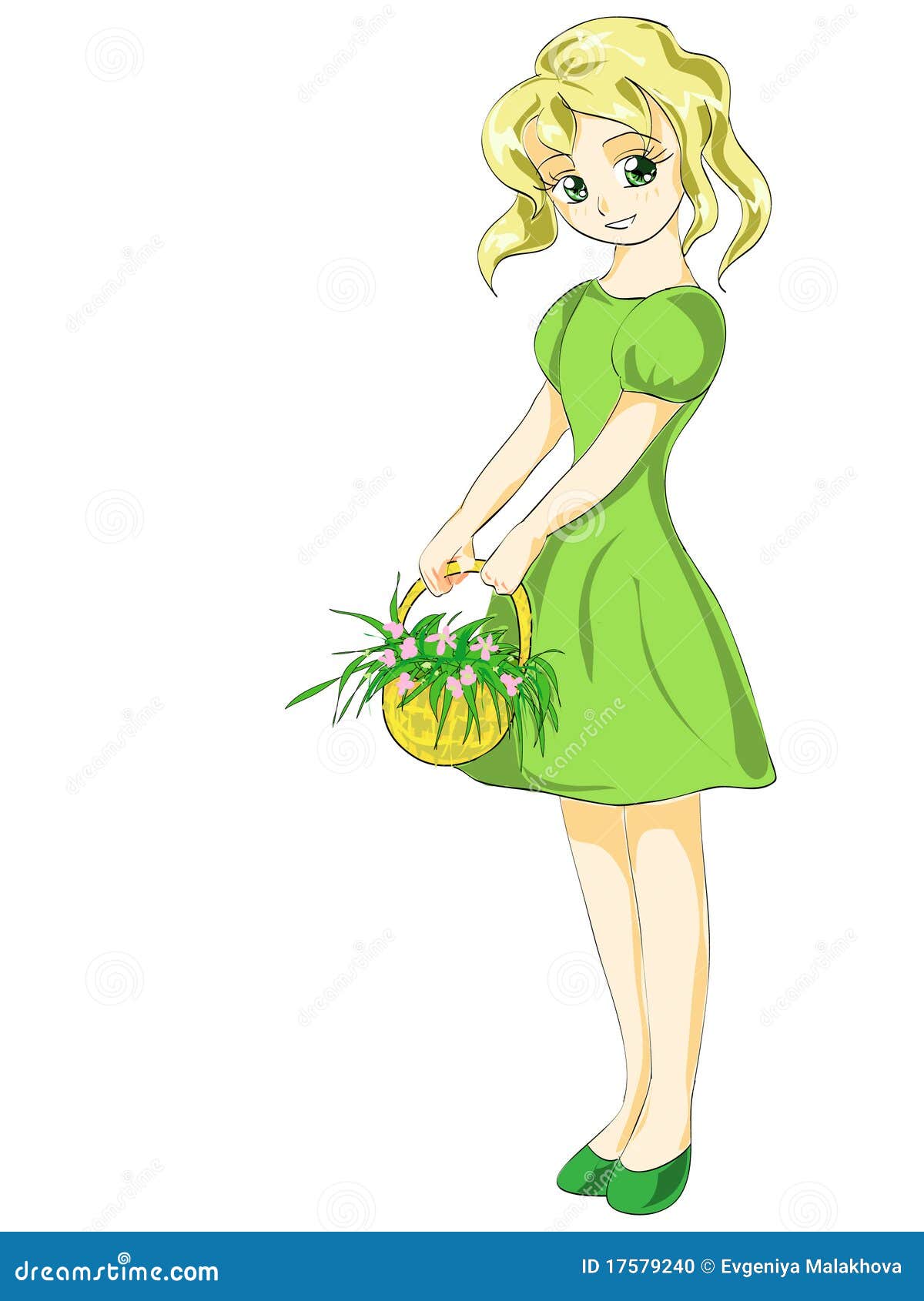 Spring girl stock vector. Illustration of green, blond - 17579240