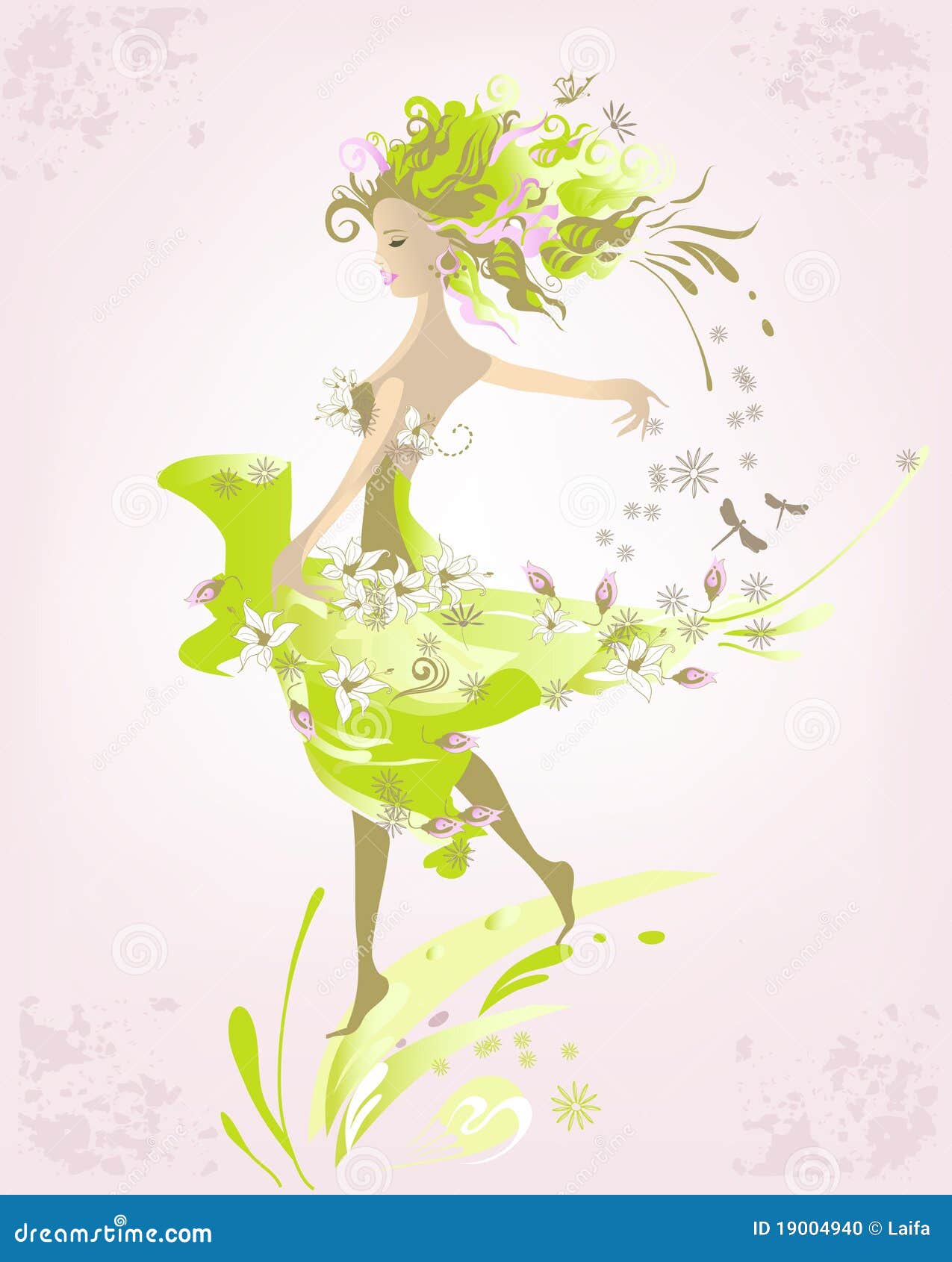 Spring girl stock vector. Illustration of floral, hair - 19004940