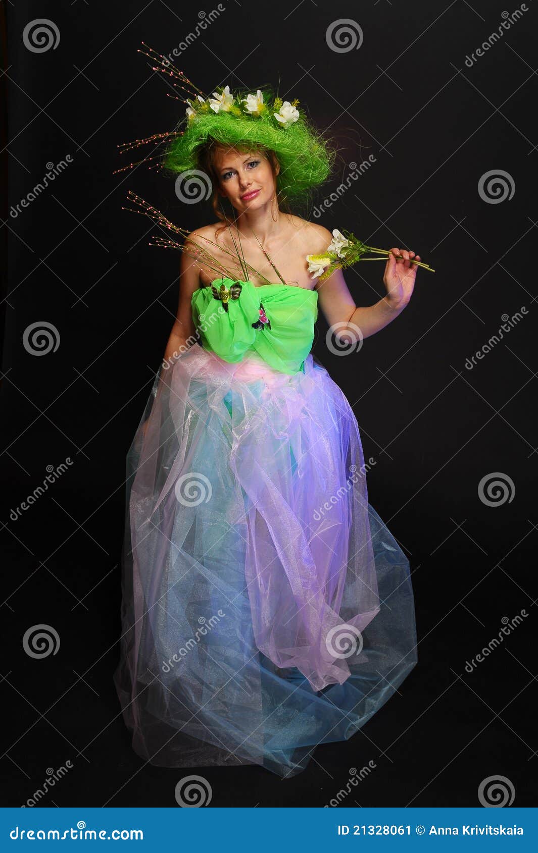 Spring girl stock image. Image of clothes, dreams, carnation - 21328061