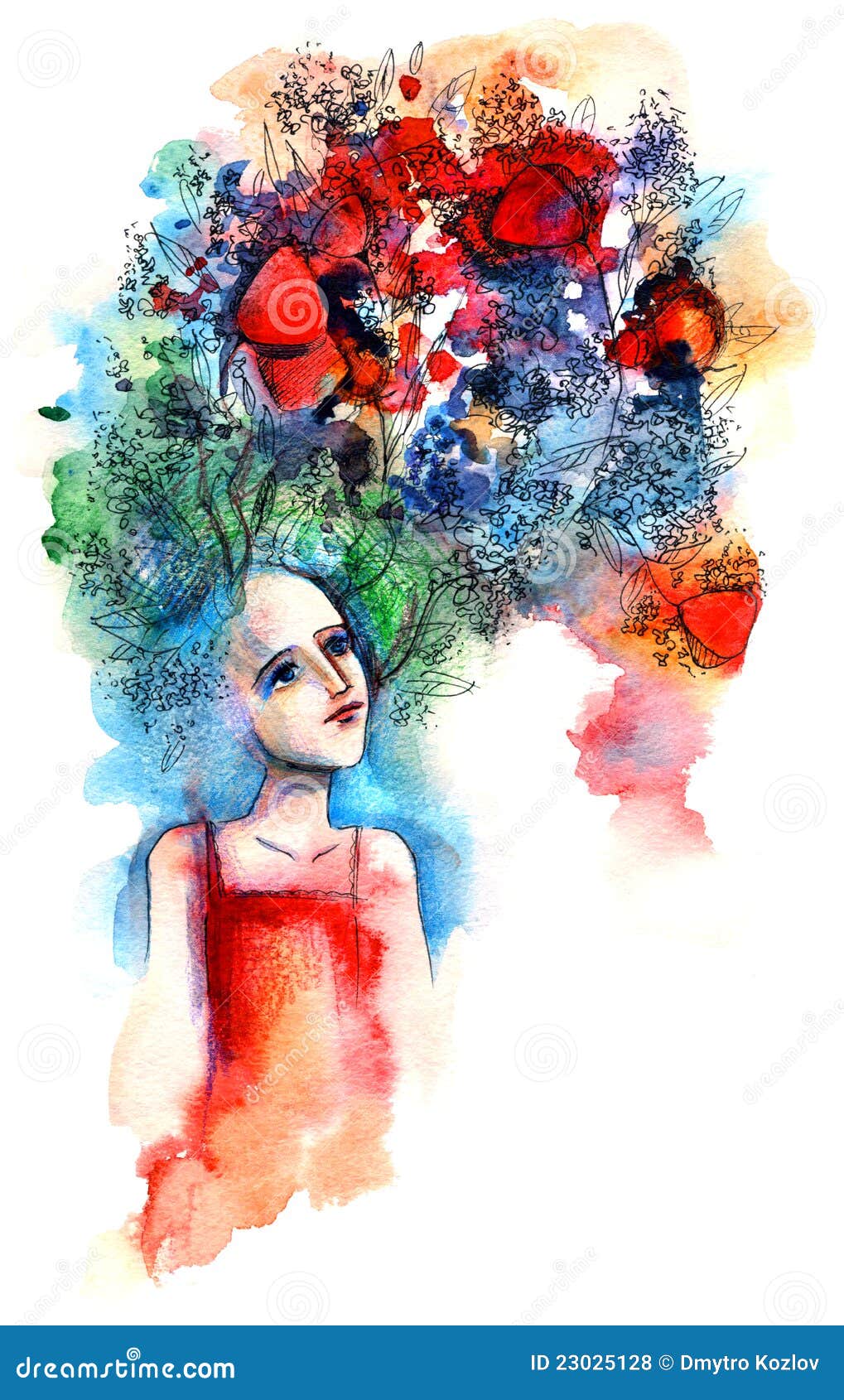 Spring girl stock illustration. Illustration of floral - 23025128