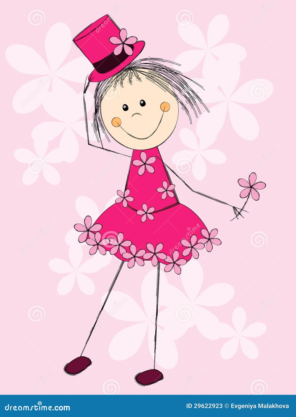 Spring girl stock vector. Illustration of doodle, funny - 29622923