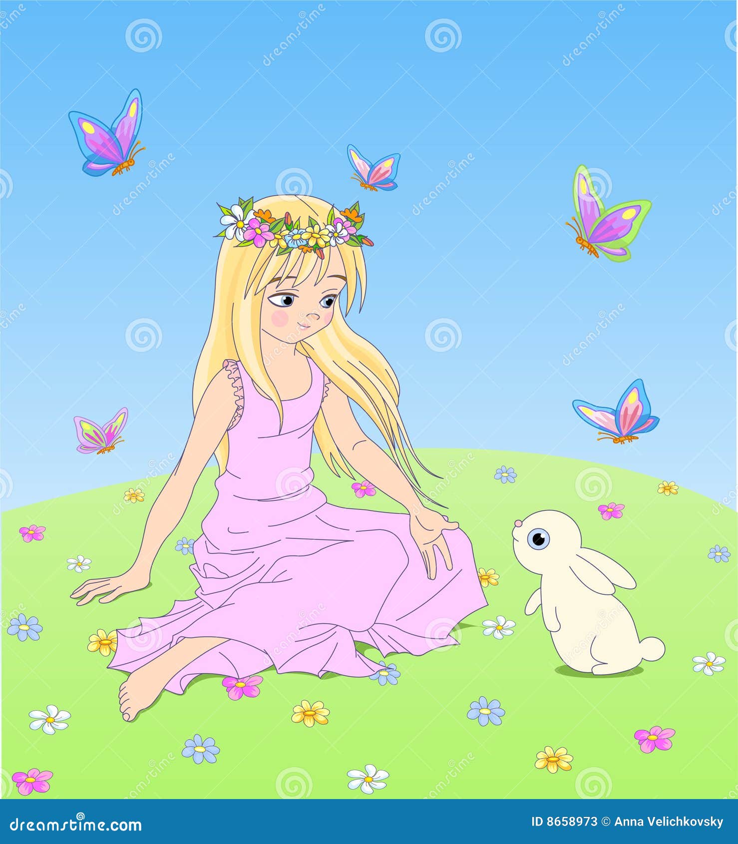 Spring girl stock vector. Illustration of love, smile - 8658973