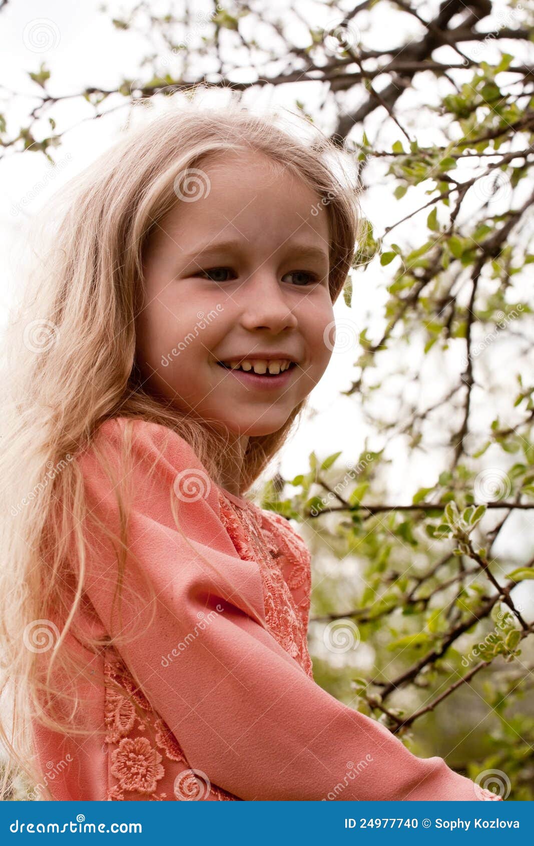 Spring girl portrait stock photo. Image of fair, branches - 24977740