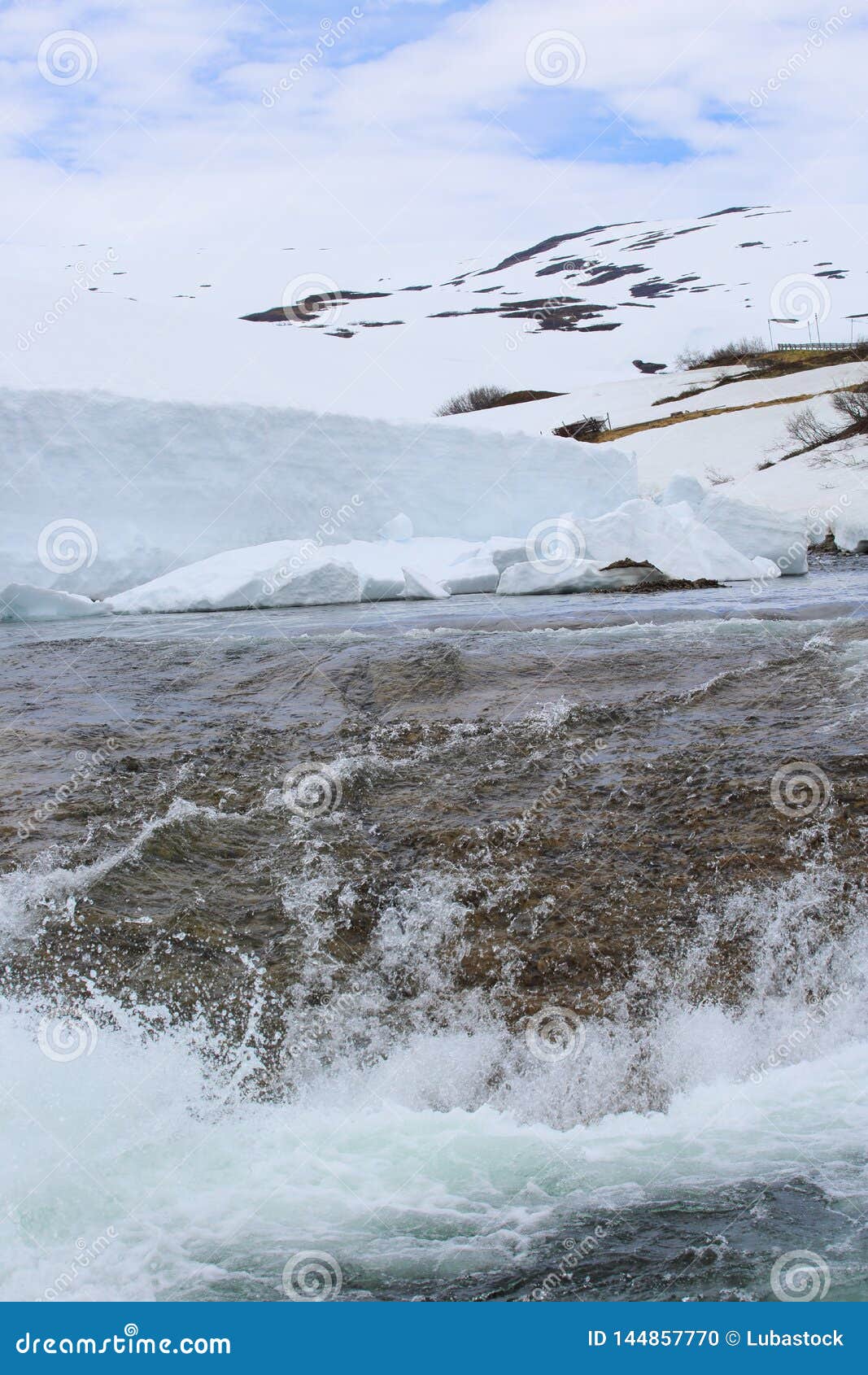 Spring Glacial River in Mountains Stock Photo - Image of environment ...