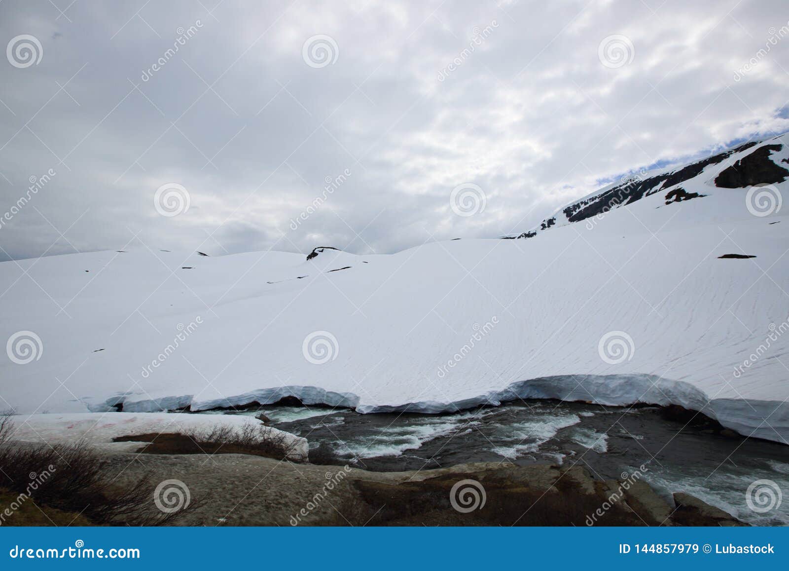 Spring Glacial River in Mountains Stock Image - Image of north, cloud ...