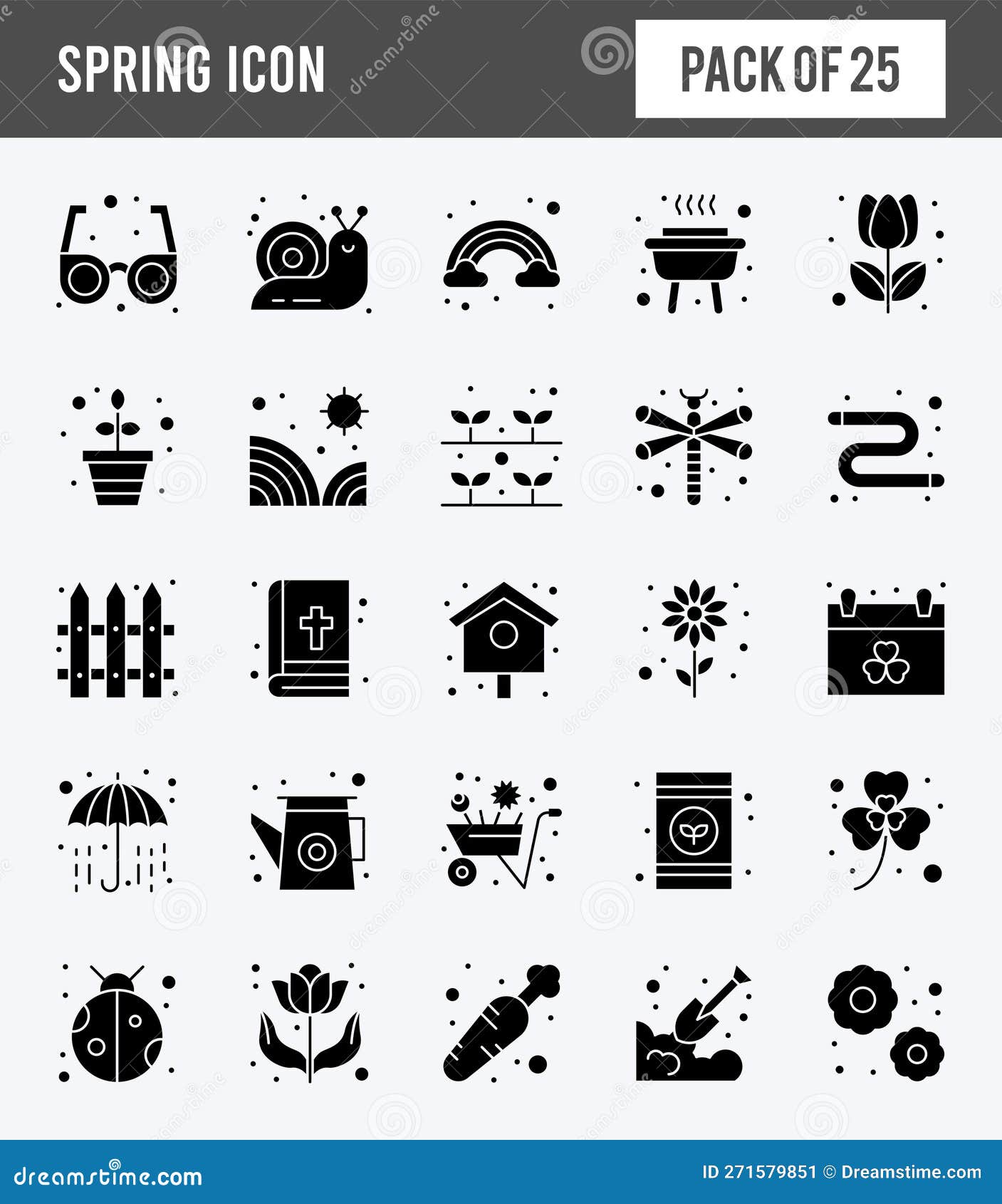 25 Spring Glyph Icon Pack. Vector Illustration Stock Vector ...