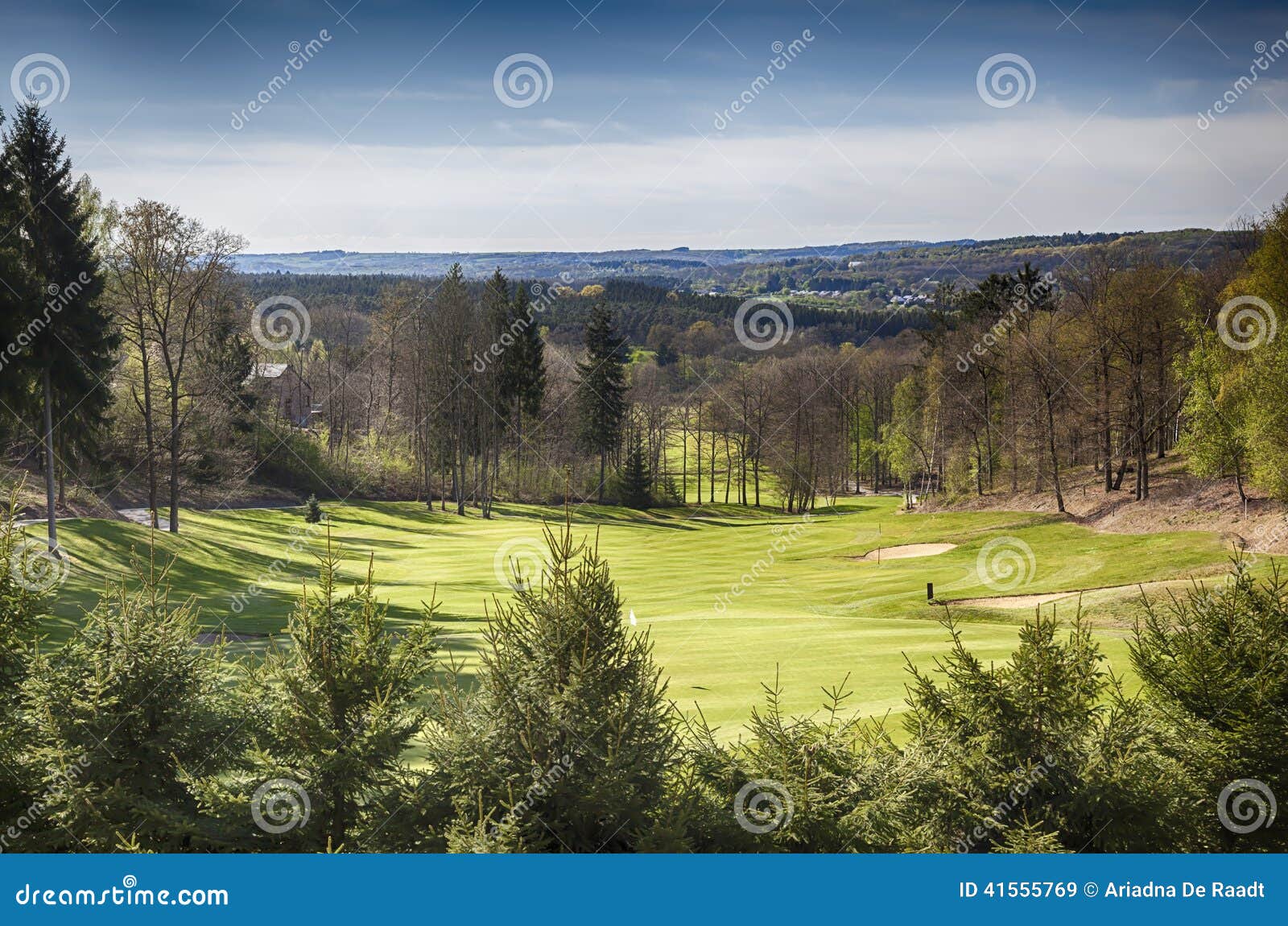Spring golf field stock image. Image of forest, village - 41555769