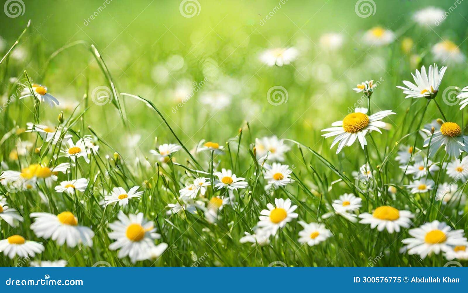 Spring Grass and Daisy Wildflowers Nature Abstract Stock Image - Image ...
