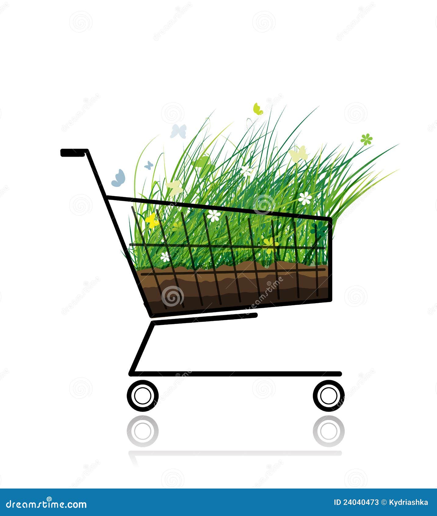Spring Grass in Shopping Cart for Your Design Stock Vector ...