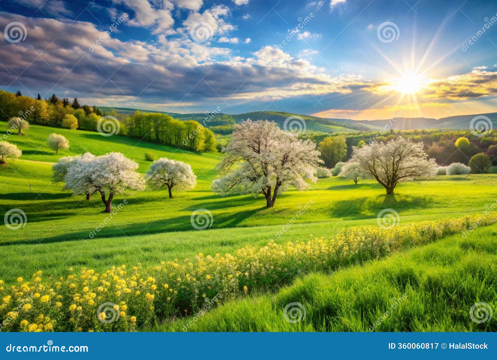Spring Green Field stock illustration. Illustration of nature - 360060817