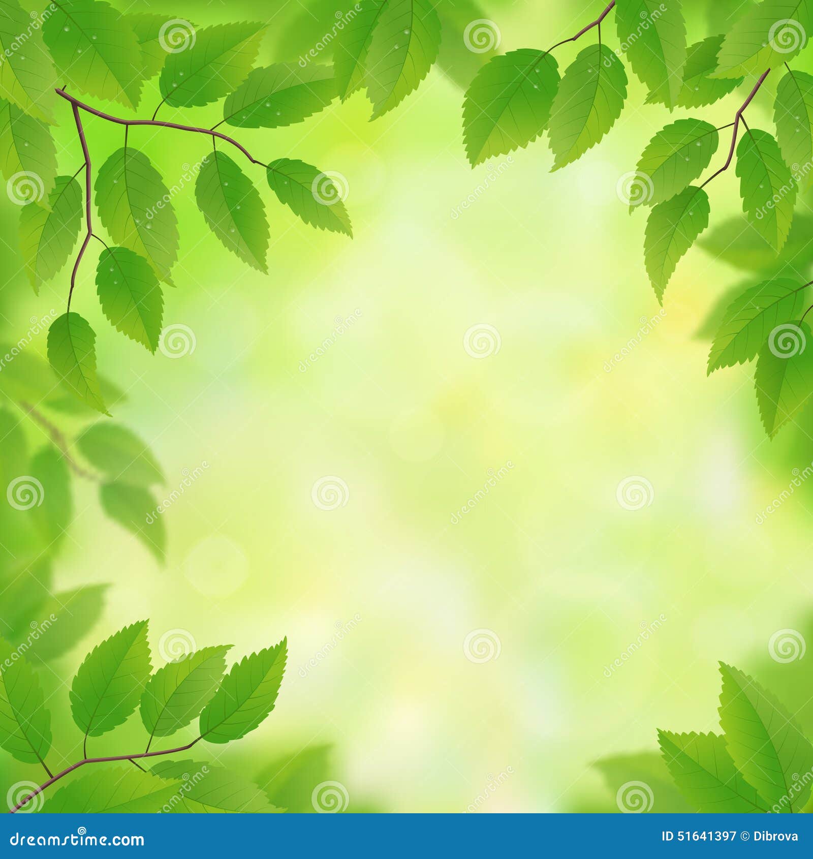 Spring green leaves stock vector. Illustration of background - 51641397