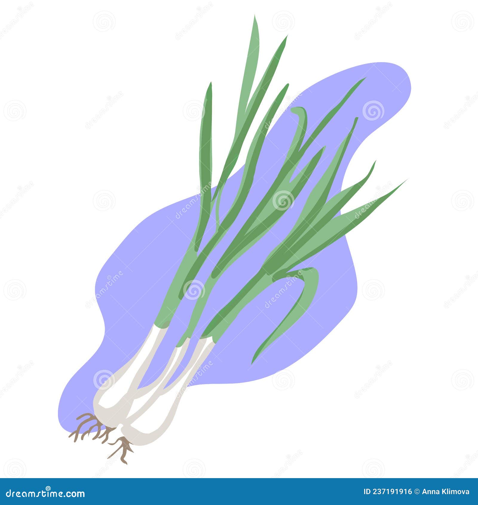 Spring Green Onion Isolated on Background. Icon in Cartoon Style Stock ...