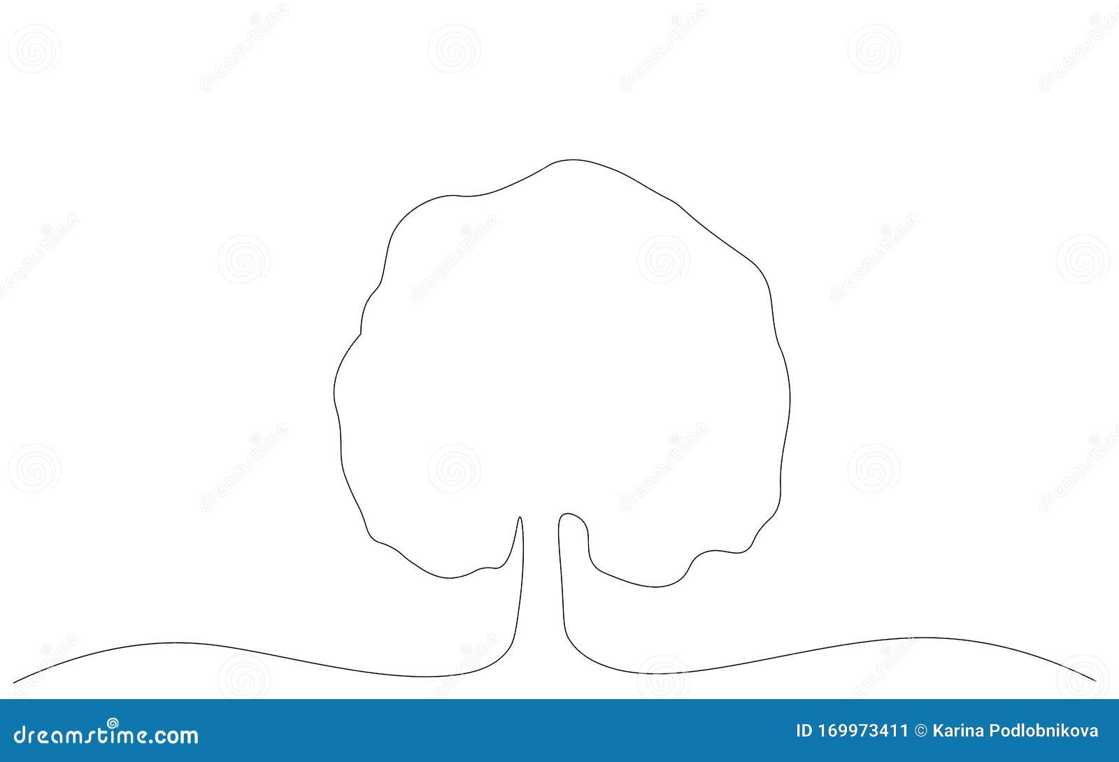 Spring Green Tree Line Drawing, Vector Illustration Stock Vector ...