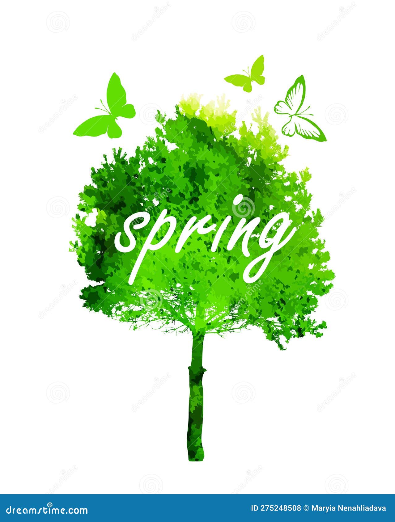 Spring. Green Tree Watercolor. Vector Illustration Stock Vector ...