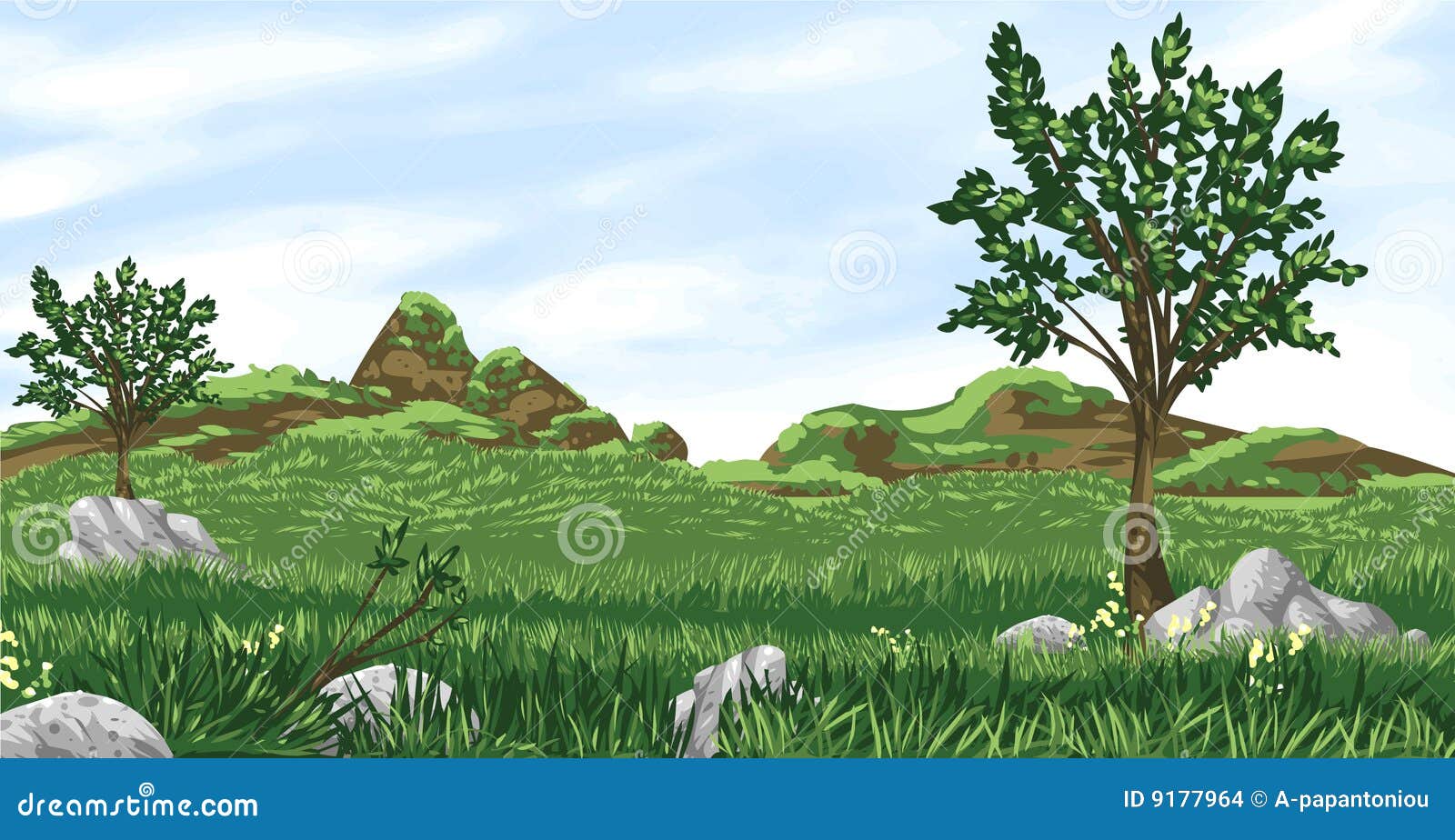 Spring Green Valley stock vector. Illustration of spring - 9177964