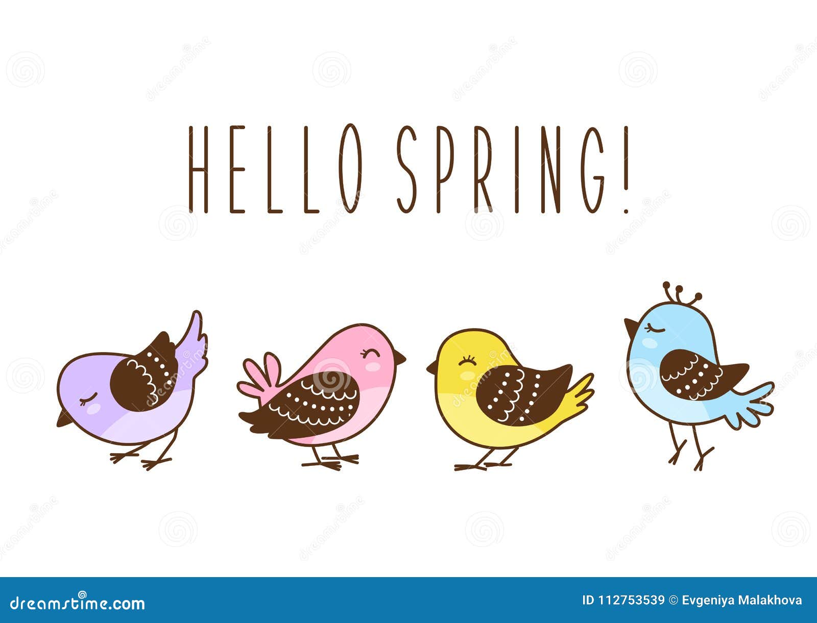 Spring Greeting Card with Cute Birds Stock Vector - Illustration of ...