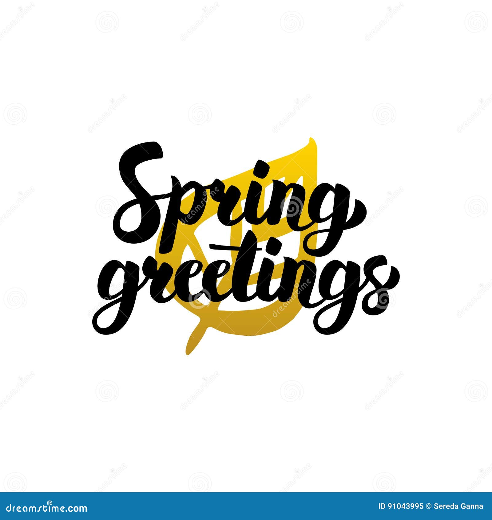 Spring Greetings Handwritten Lettering Stock Vector - Illustration of ...