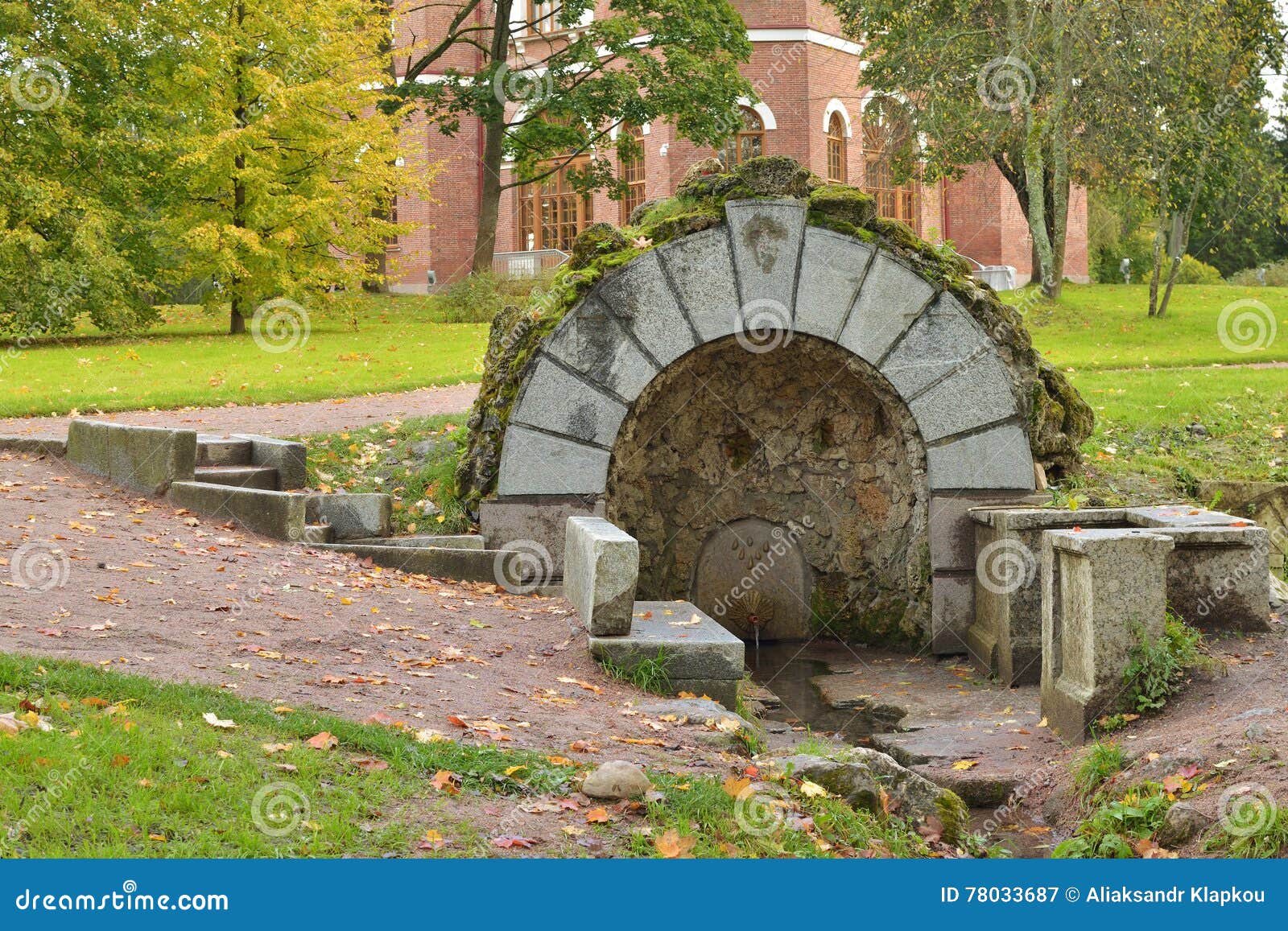 A spring in the grotto. stock image. Image of source - 78033687