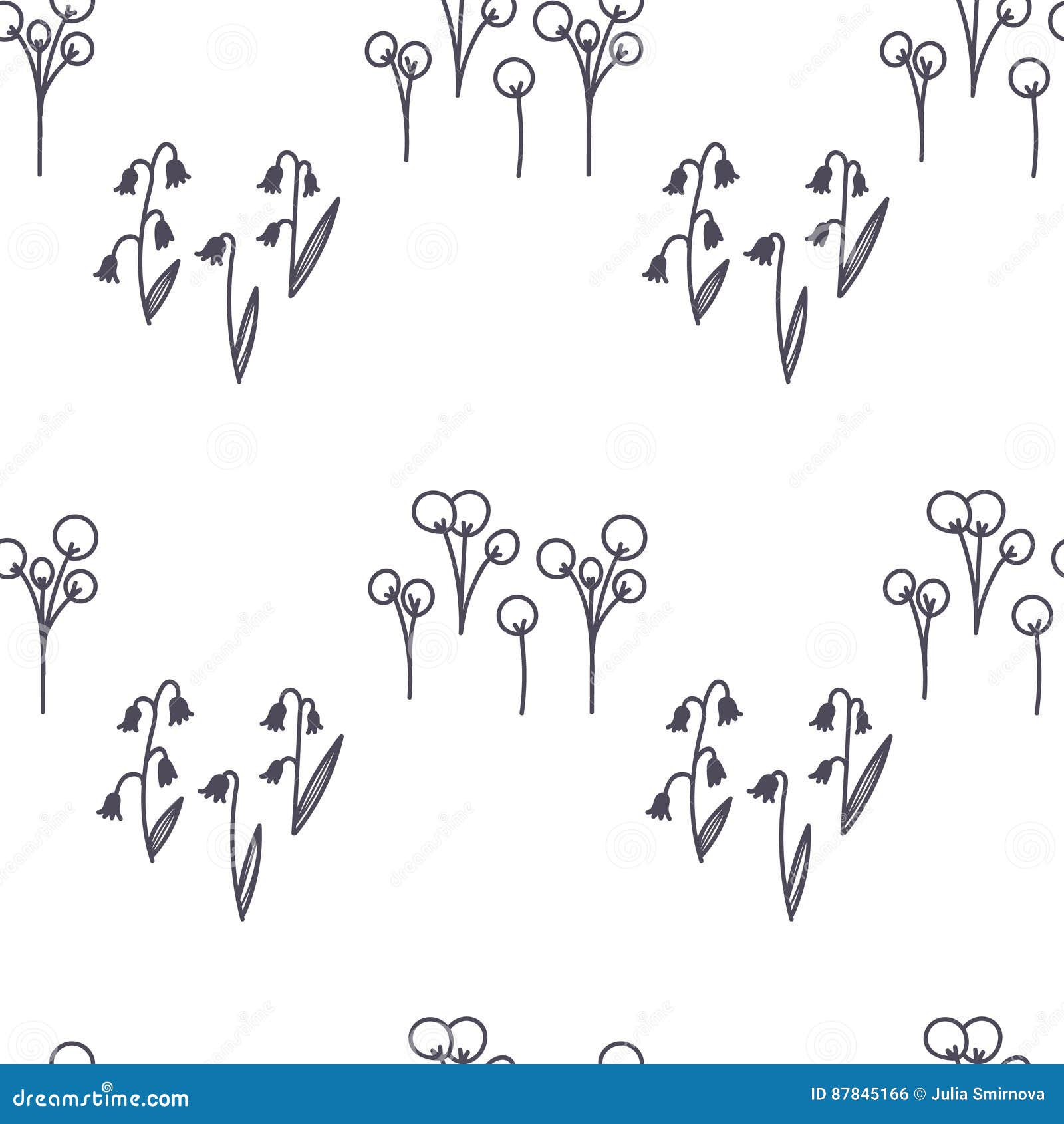 Spring Hand Drawn Floral and Abstract Elements. Stock Vector ...