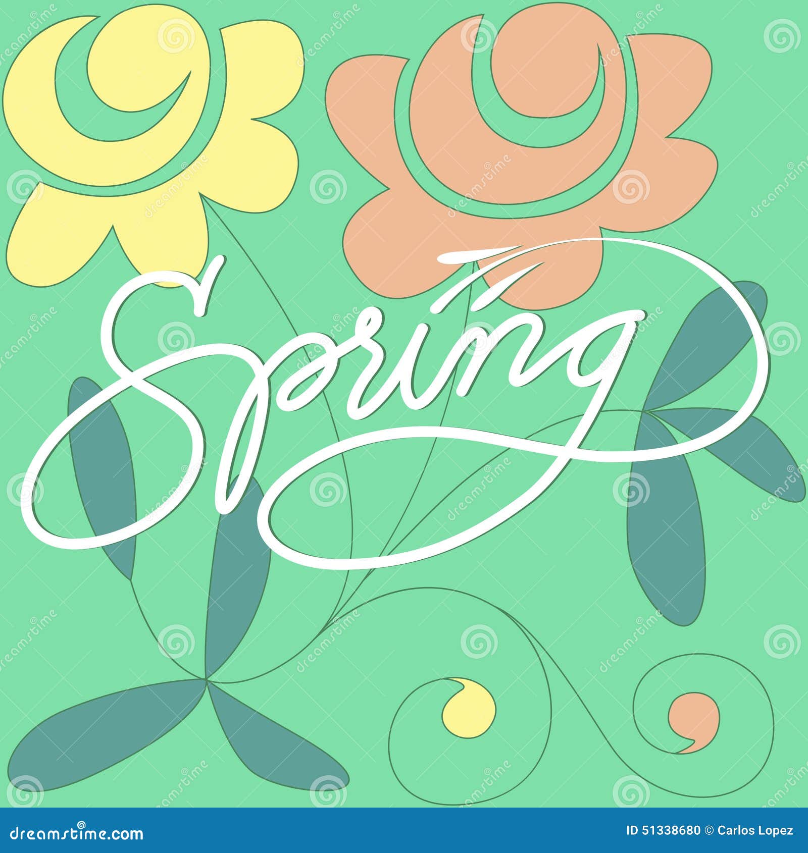 Spring Hand Lettered stock vector. Illustration of hand - 51338680