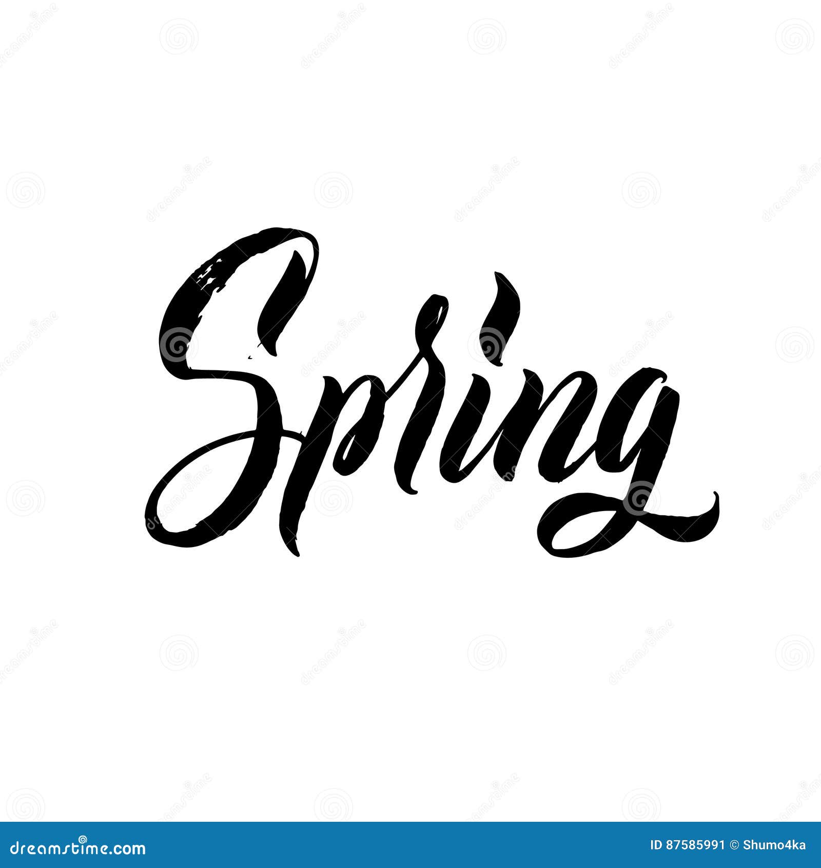Spring Hand Lettering Black Letters White Background Stock Vector ...
