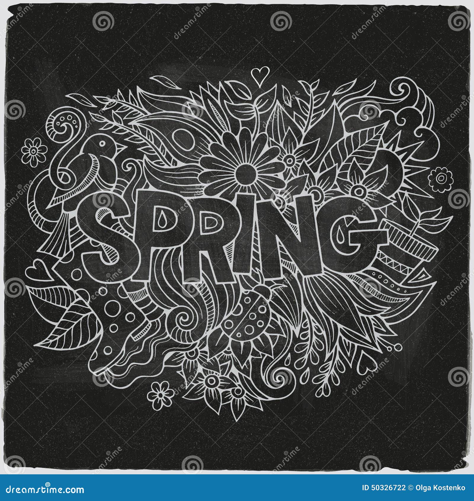 Spring Hand Lettering and Doodles Elements Stock Vector - Illustration ...