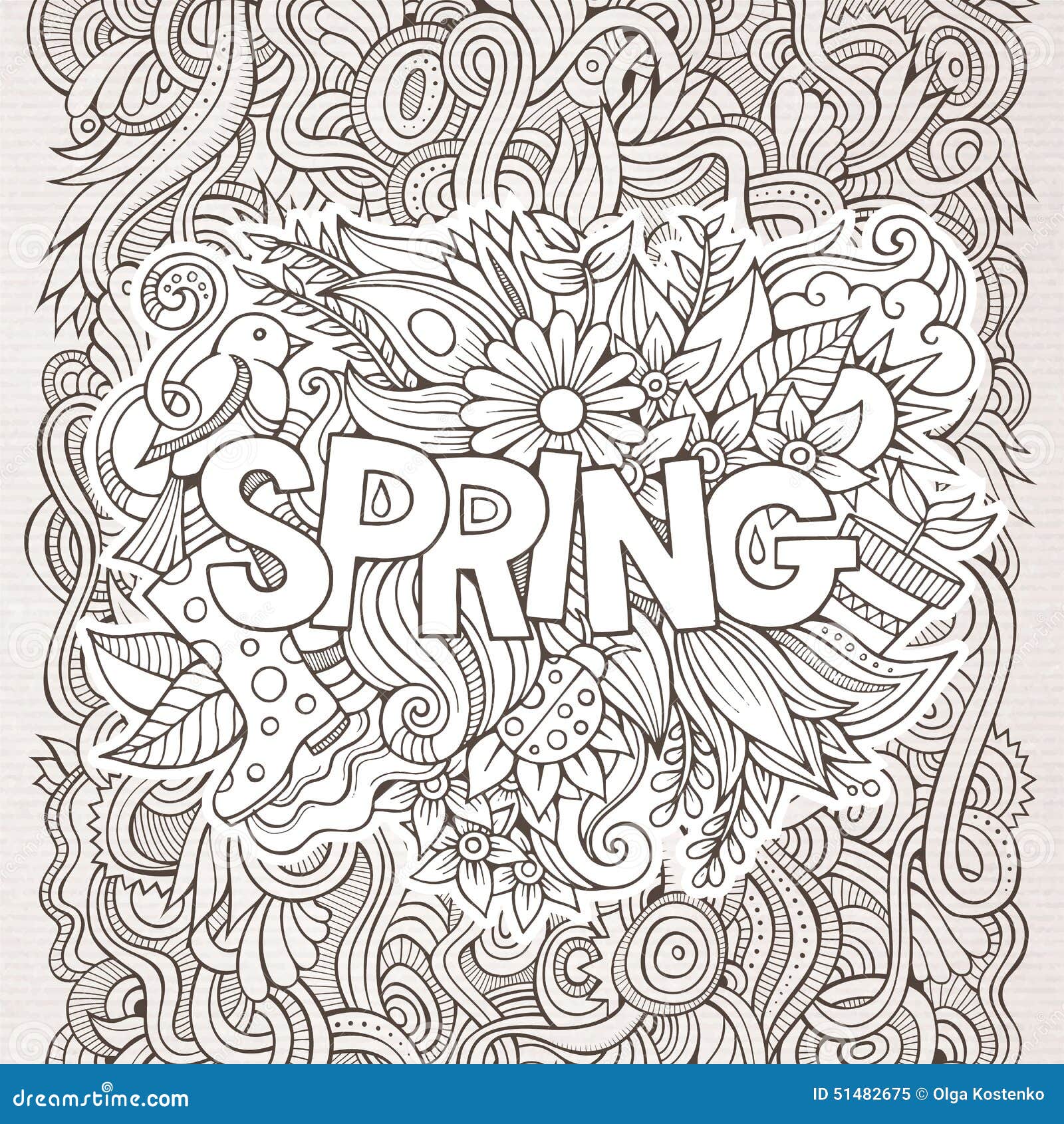 Spring Hand Lettering and Doodles Elements Stock Vector - Illustration ...